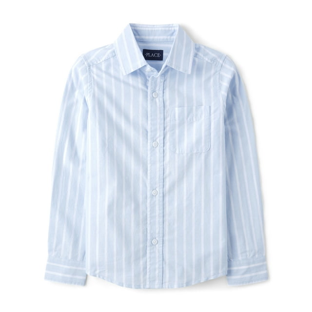 The Children's Place Boys Long Sleeve Woven Button Up Shirt, Sizes XS ...