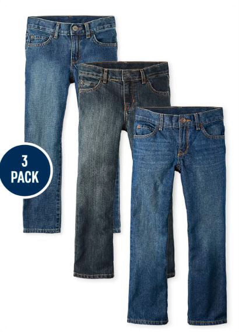 The Children's Place Boys Bootcut Denim Jeans, 3-Pack, Sizes 4-18 ...