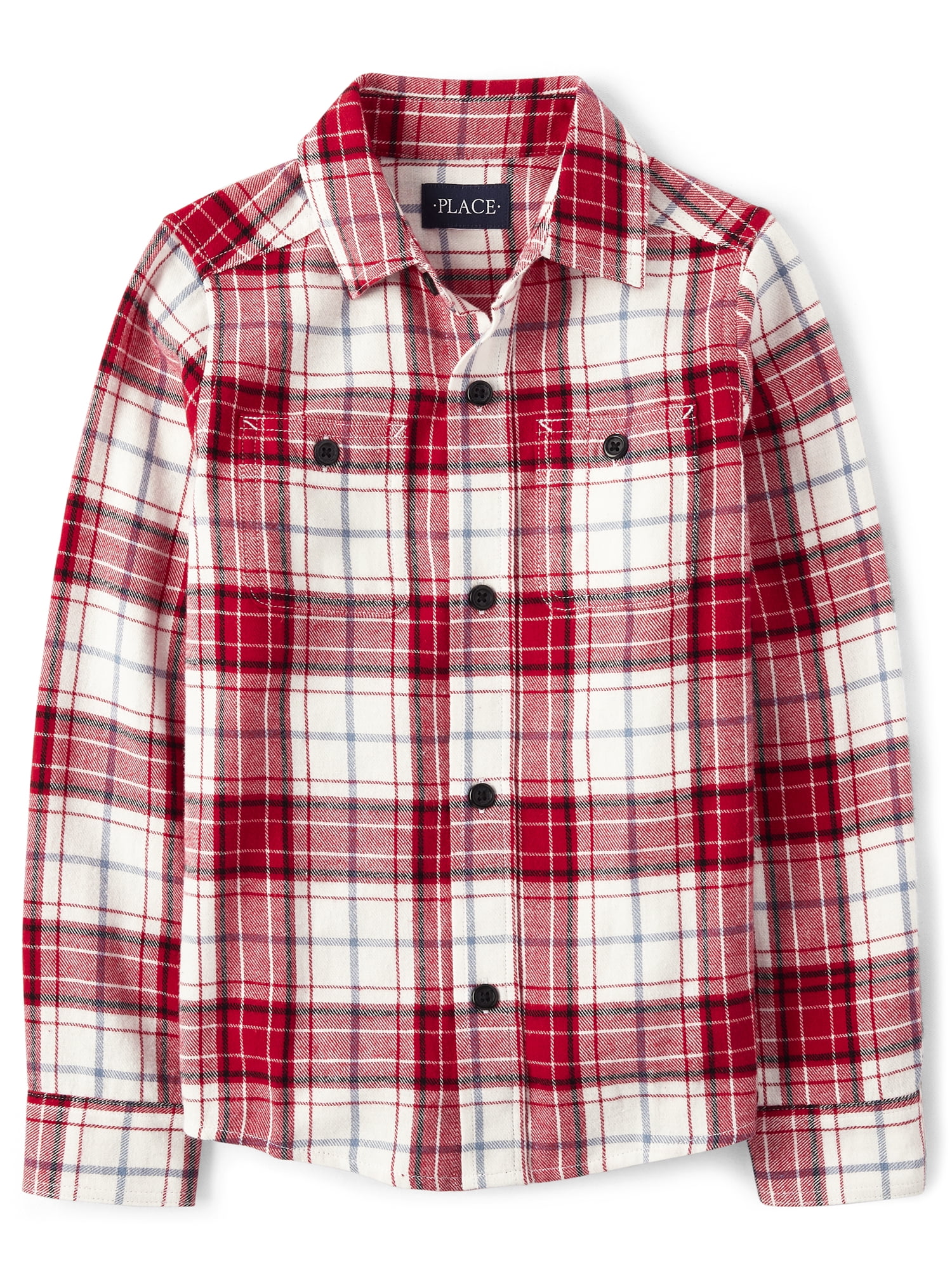 The Children's Place Boys Long Sleeve Flannel Button-up Shirt, Sizes XS ...