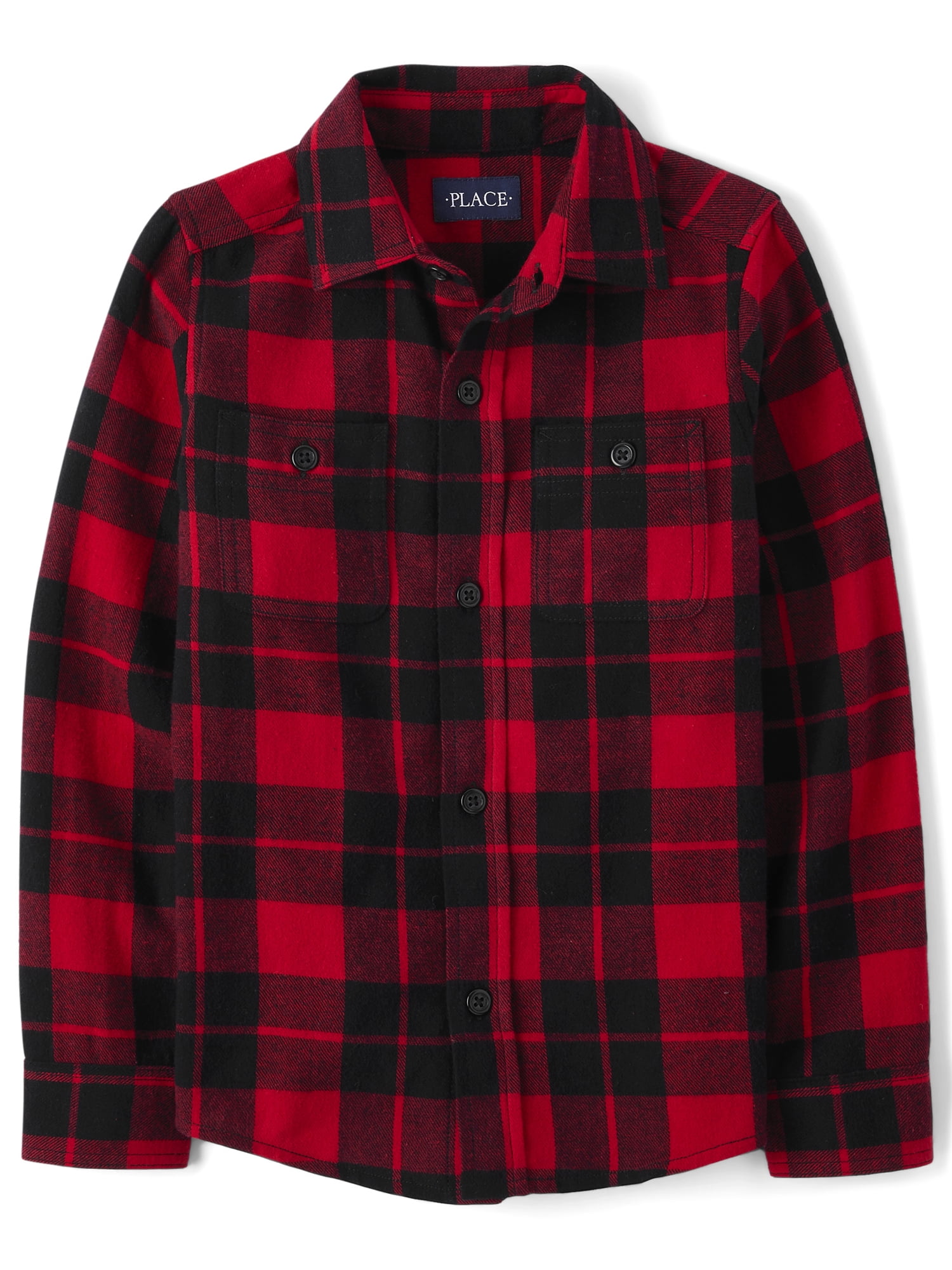 The Children's Place Boys Long Sleeve Flannel Button-up Shirt, Sizes XS ...