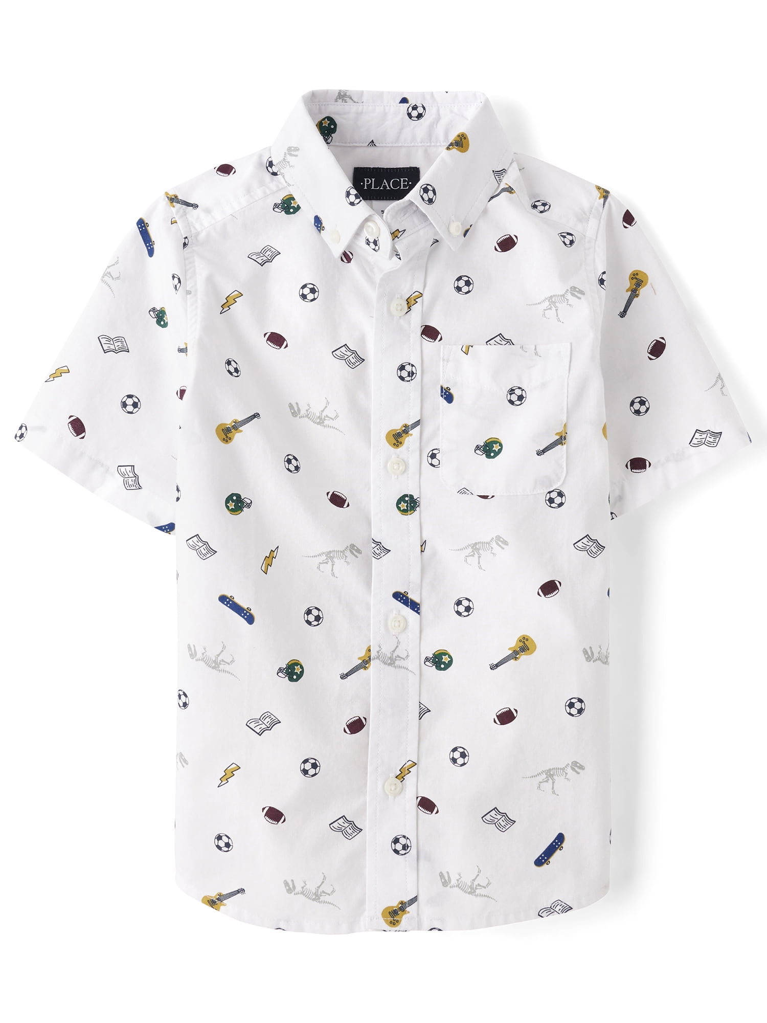The Children's Place Boys Short Sleeve Allover Doodle Print Woven ...