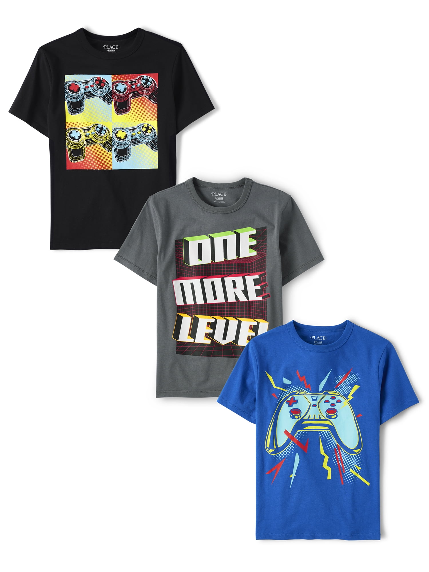 The Children's Place Boys Short Sleeve Gaming Graphic Tee, 3-Pack ...