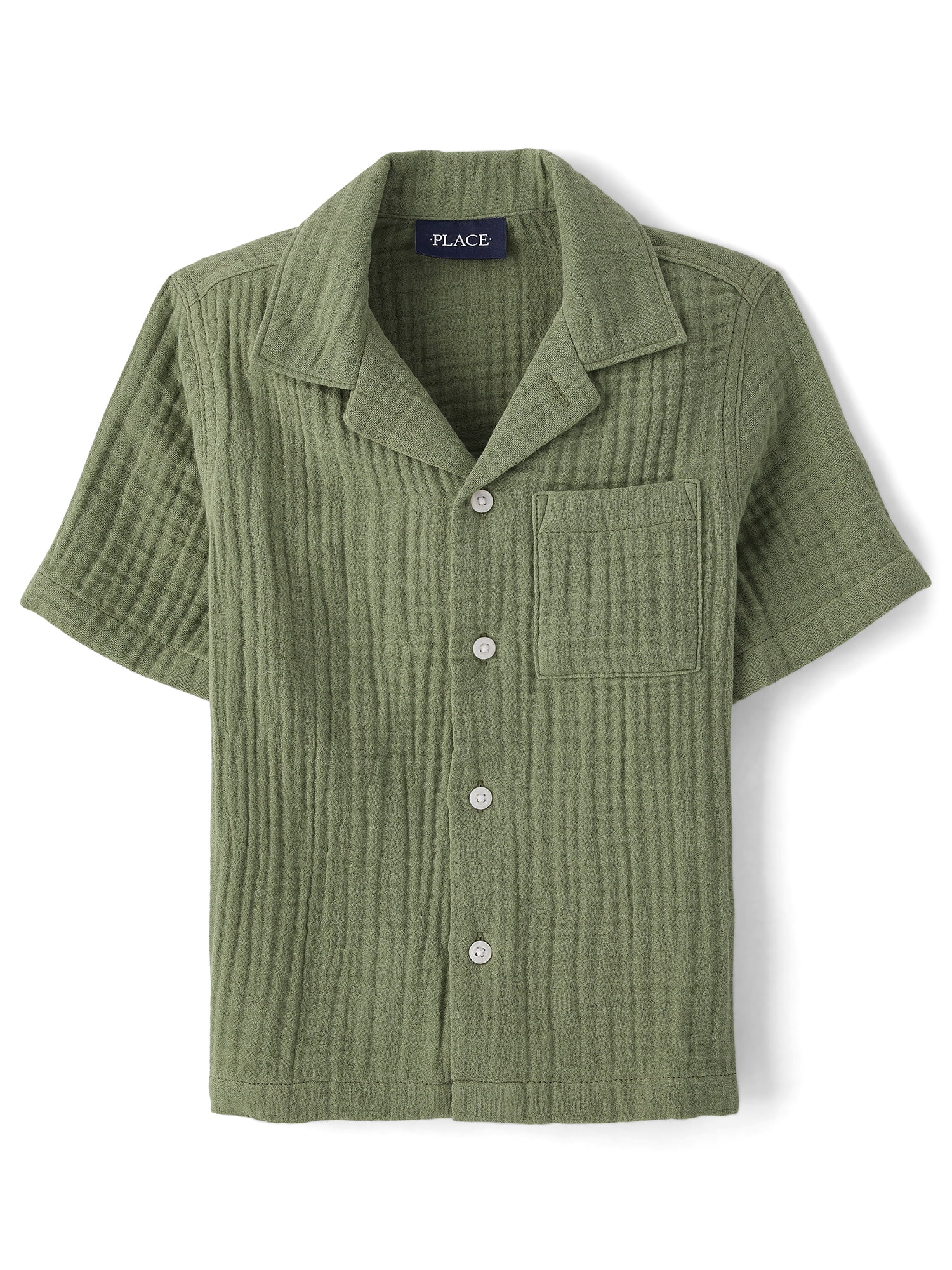 The Children's Place Boys Short Sleeve Gauze Button Up Shirt, Sizes XS ...