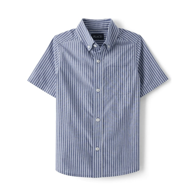 The Children's Place Boys Short Sleeve Poplin Button Up Shirt, Sizes XS ...