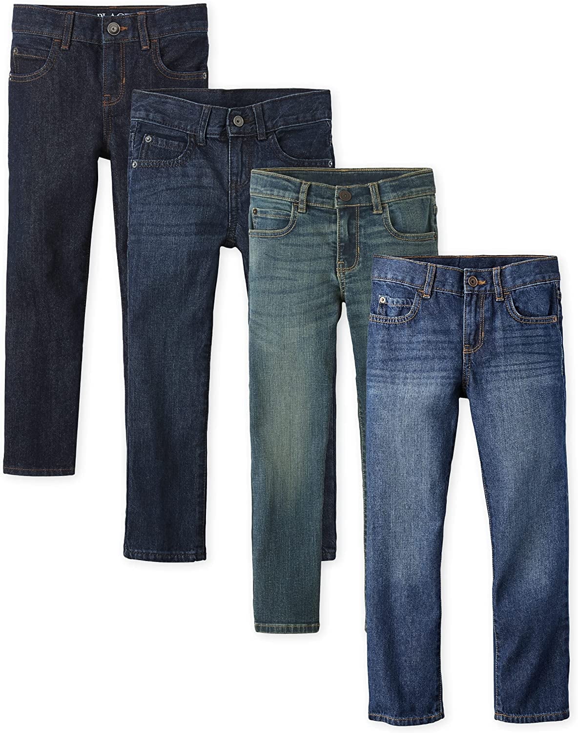 The Children's Place Boys Straight Fit Denim Jeans, 4-Pack, Sizes 4-18 ...