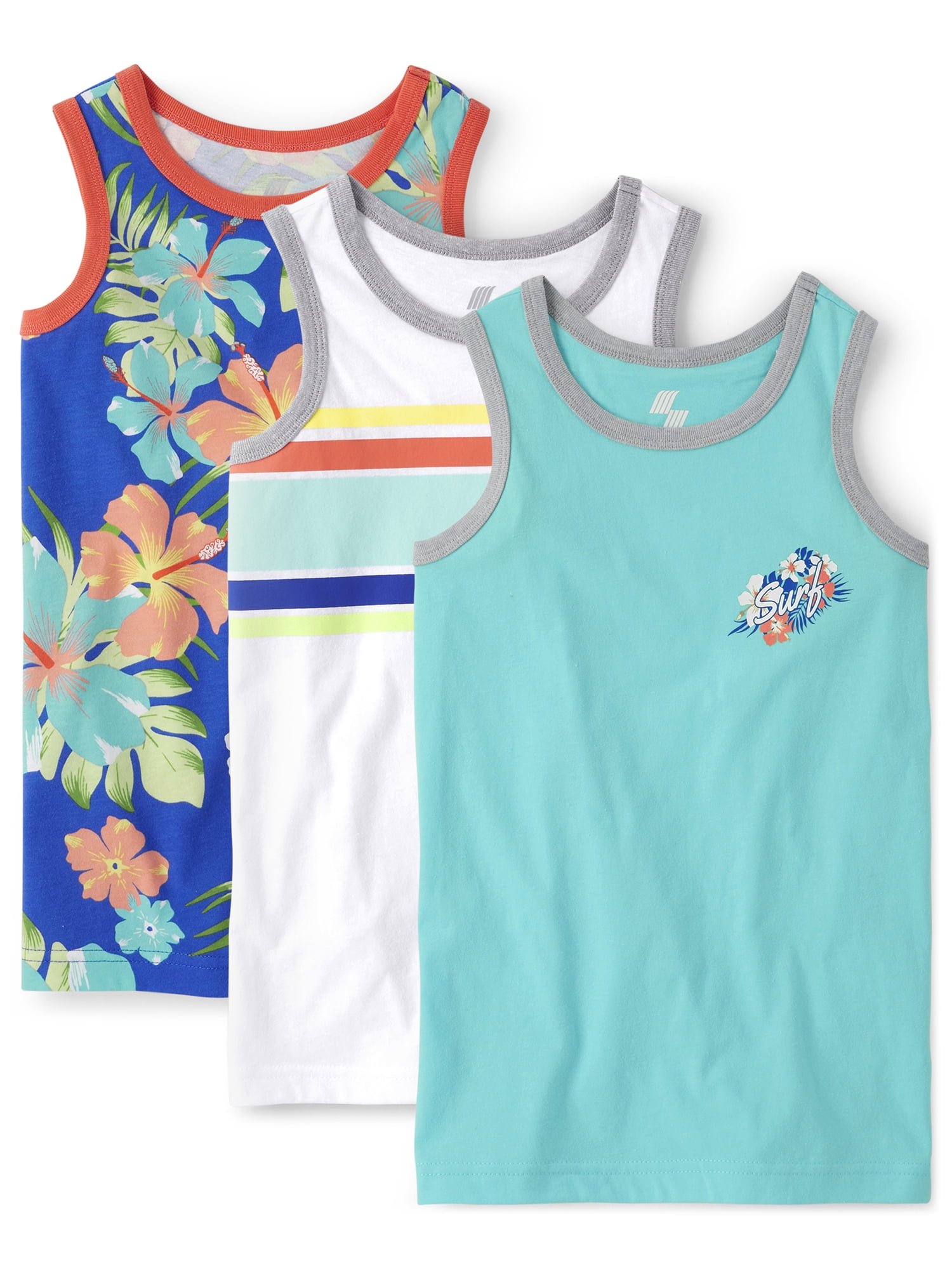 The Children's Place Boys Tropical Graphic Tank Tops, 3-Pack, Sizes XS ...