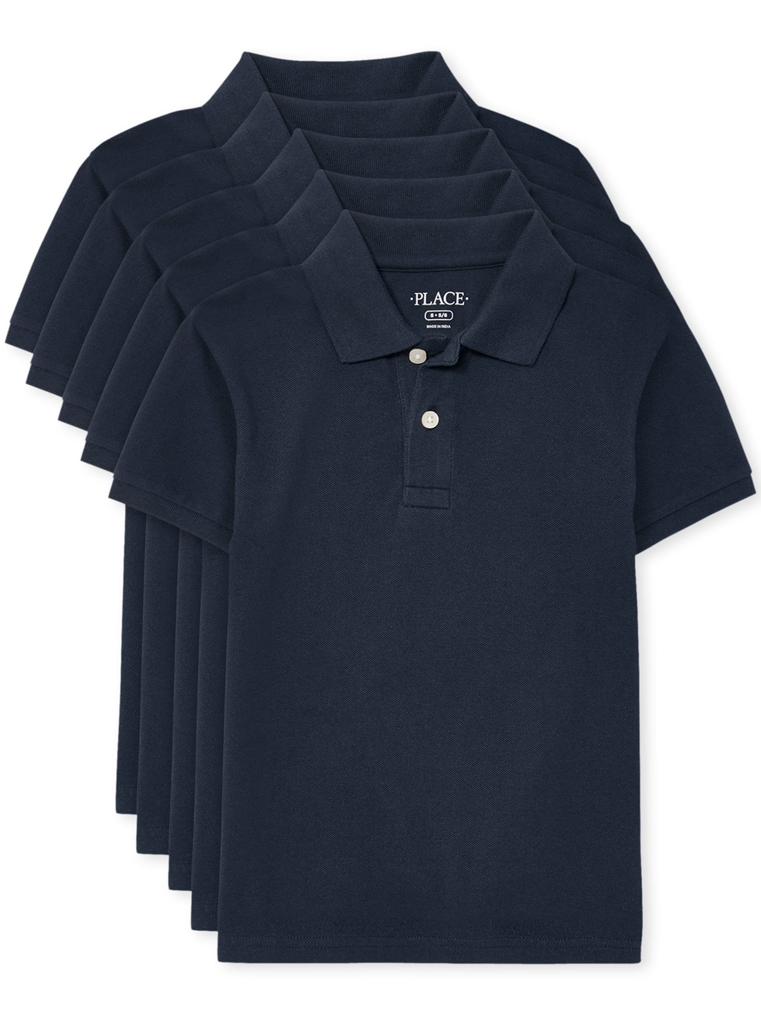 The Children's Place Boys Uniform Short Sleeve Polo, 5-Pack, Sizes XS ...
