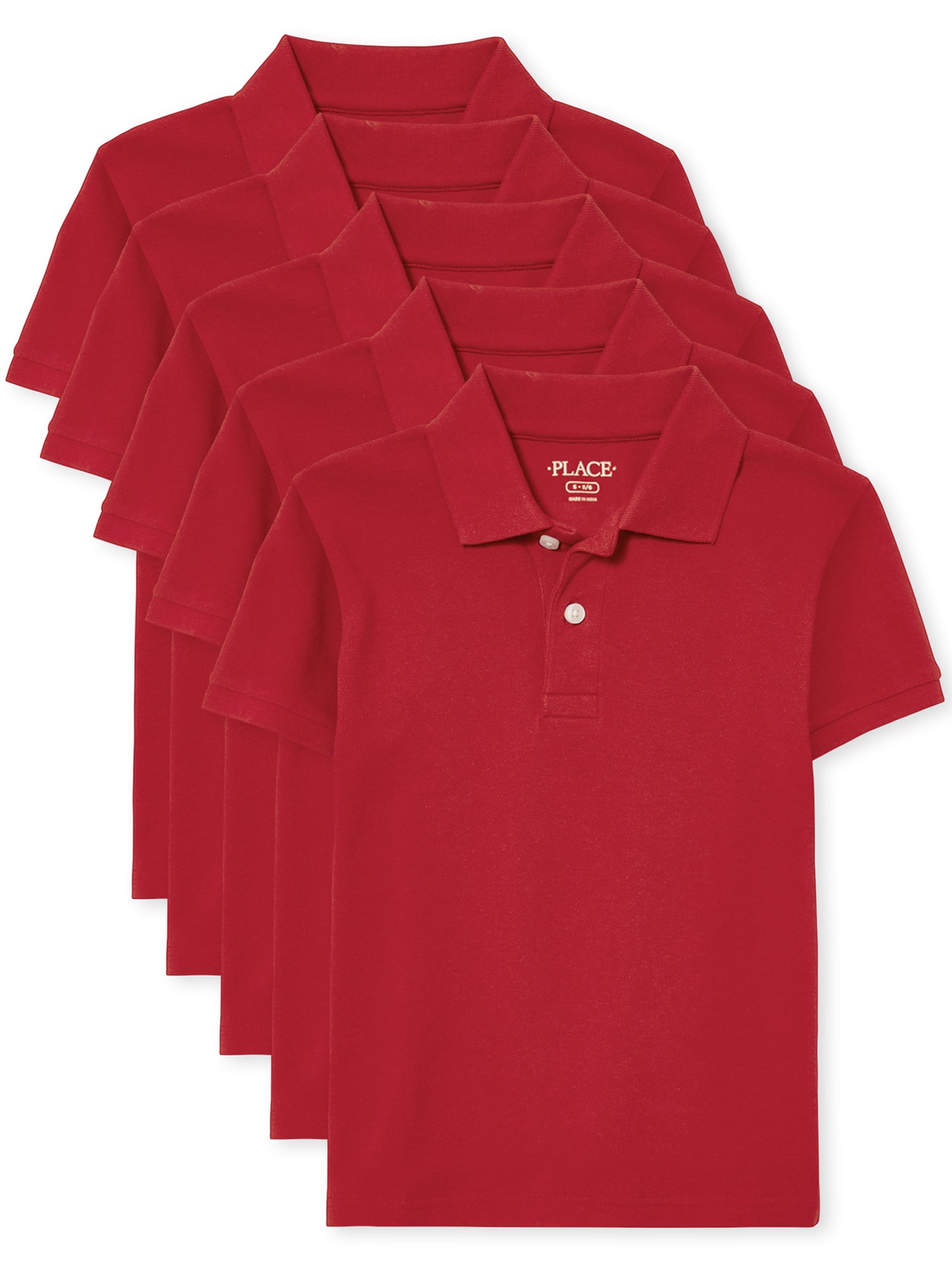 The Children's Place Boys Uniform Short Sleeve Polo, 5-Pack, Sizes XS ...