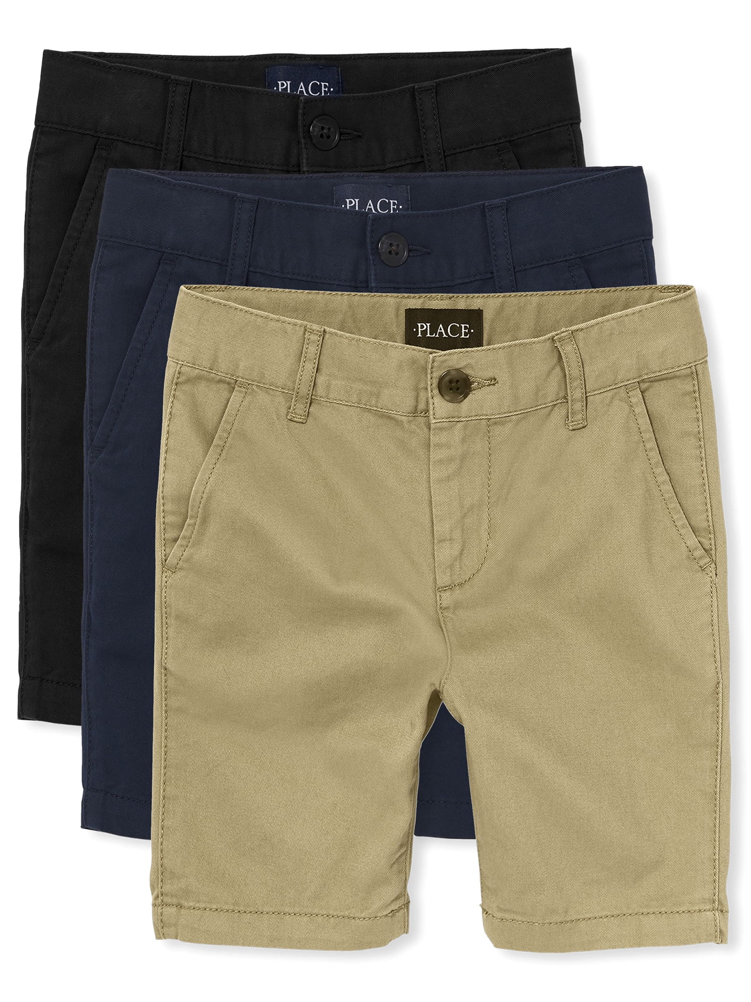 The Children's Place Boys Uniform Stretch Chino Shorts, 3-Pack, Sizes 4 ...