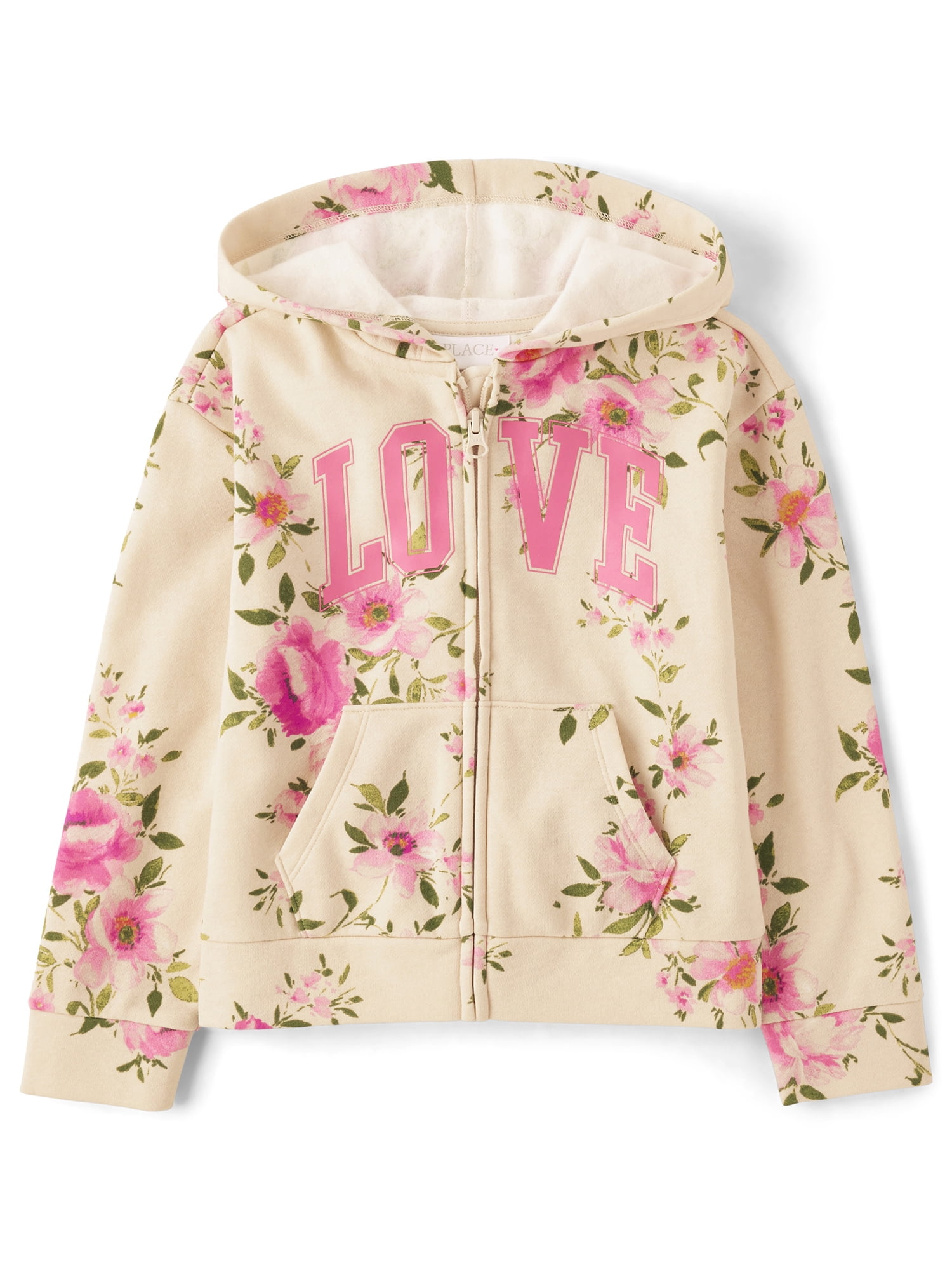 The Children's Place Big Girls Zip Up Hoodie, Flower Print, Comfy ...