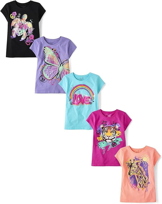 The Children's Place Girls' Animal Short Sleeve Graphic T-Shirts ...