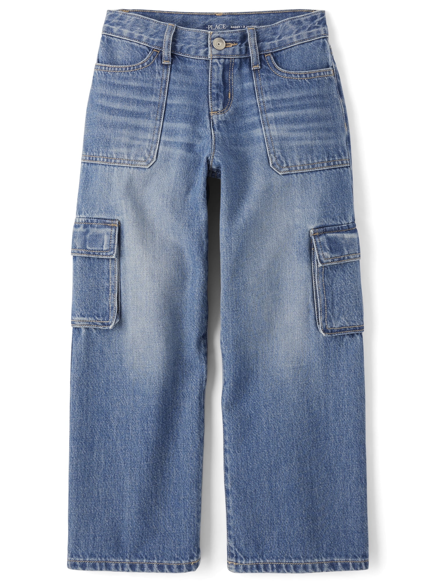 The Children's Place Girls Baggy Fit Cargo Jeans, Sizes 4-16 - Walmart.com