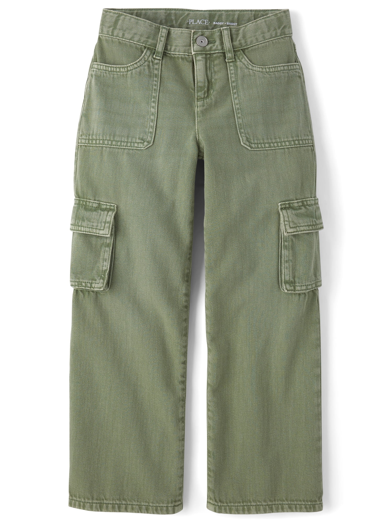 The Children's Place Girls Baggy Fit Garment Dyed Cargo Jeans, Sizes 4 ...