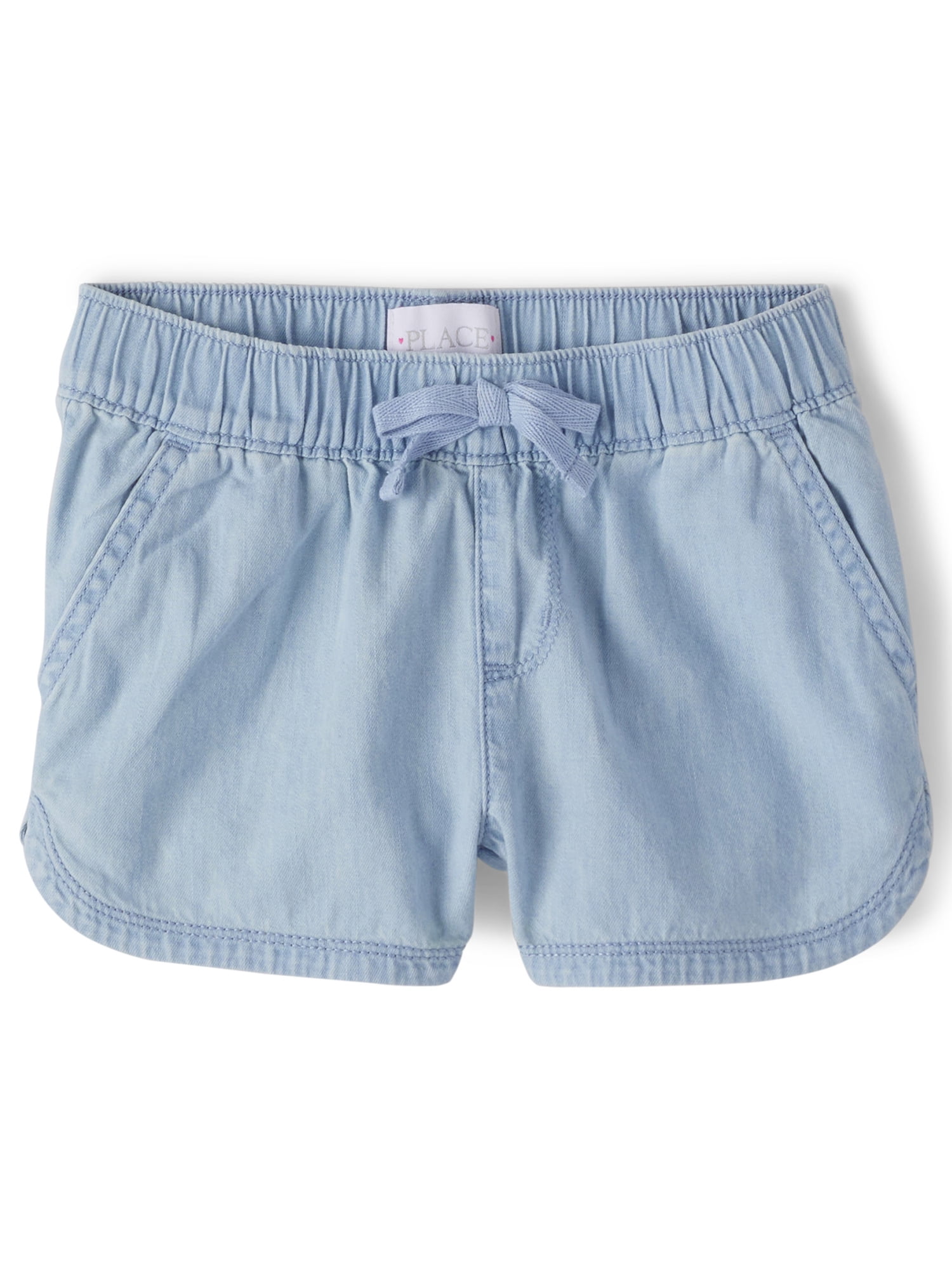 The Children's Place Girls Elasticized Chambray Denim Shorts, Sizes 4 ...