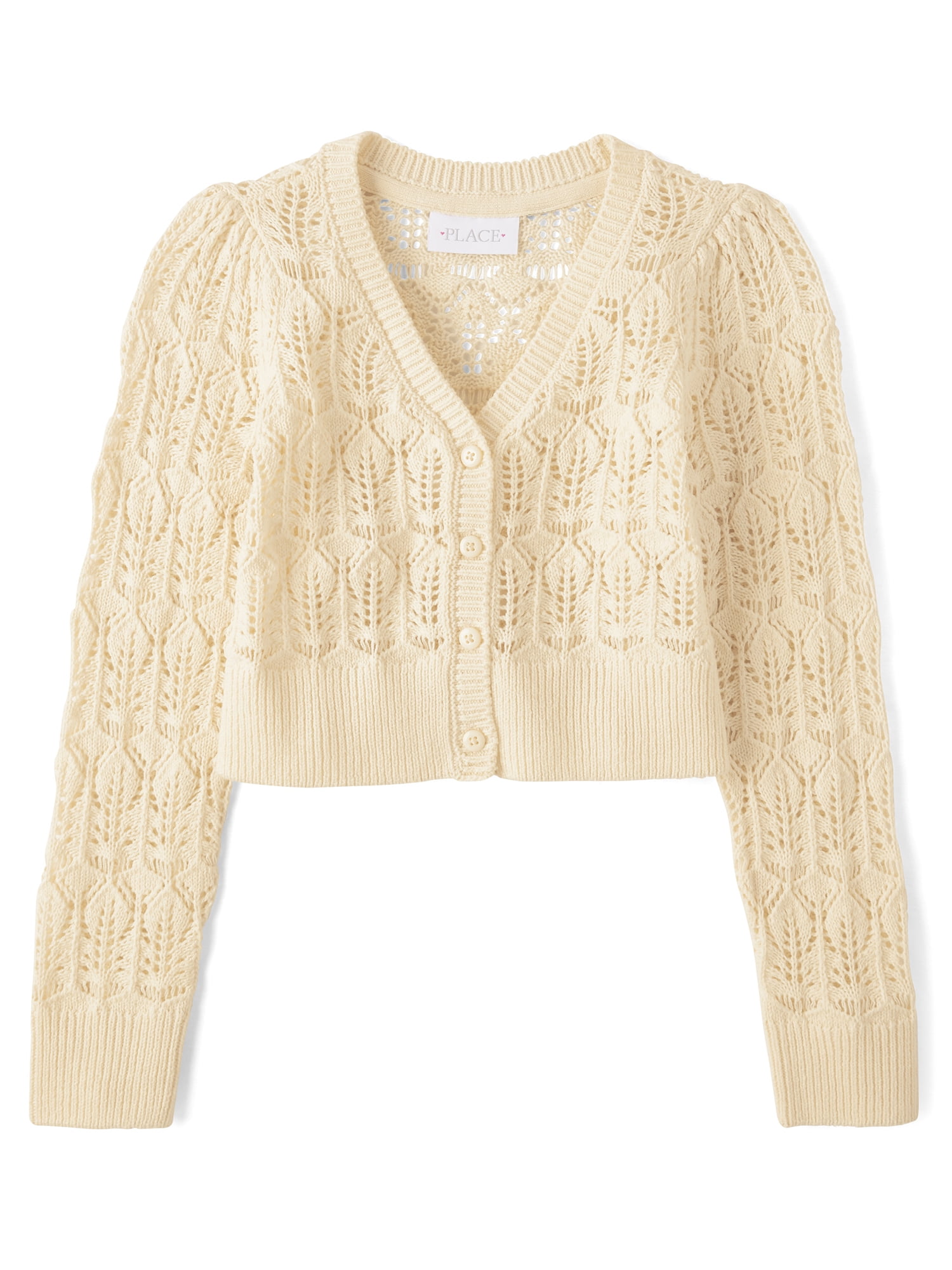 The Children's Place Girls Cropped Pointelle Button Up Cardigan, Sizes ...