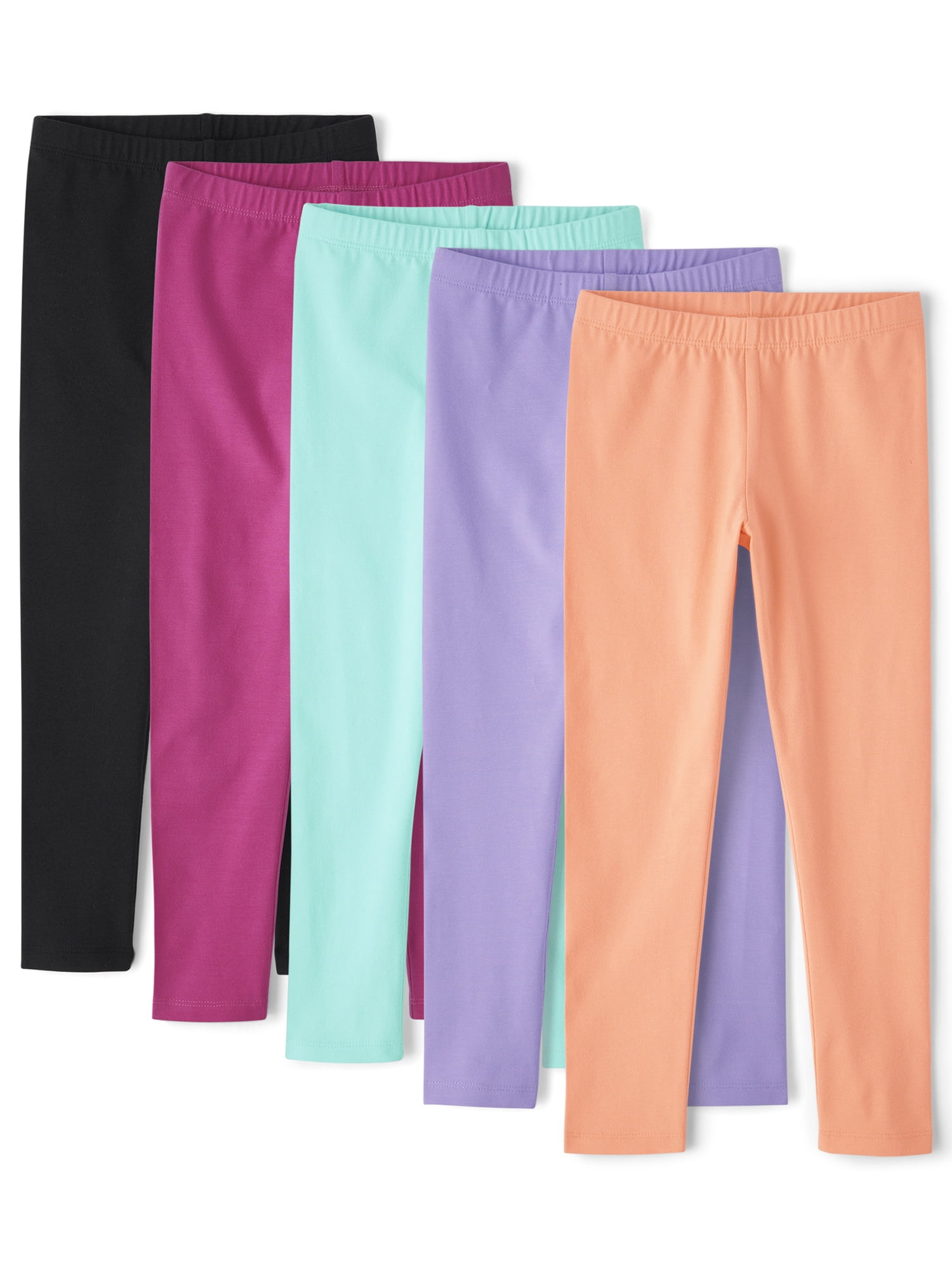 The Children's Place Girls Everyday Pull-On Leggings, 5-Pack, Sizes XS ...