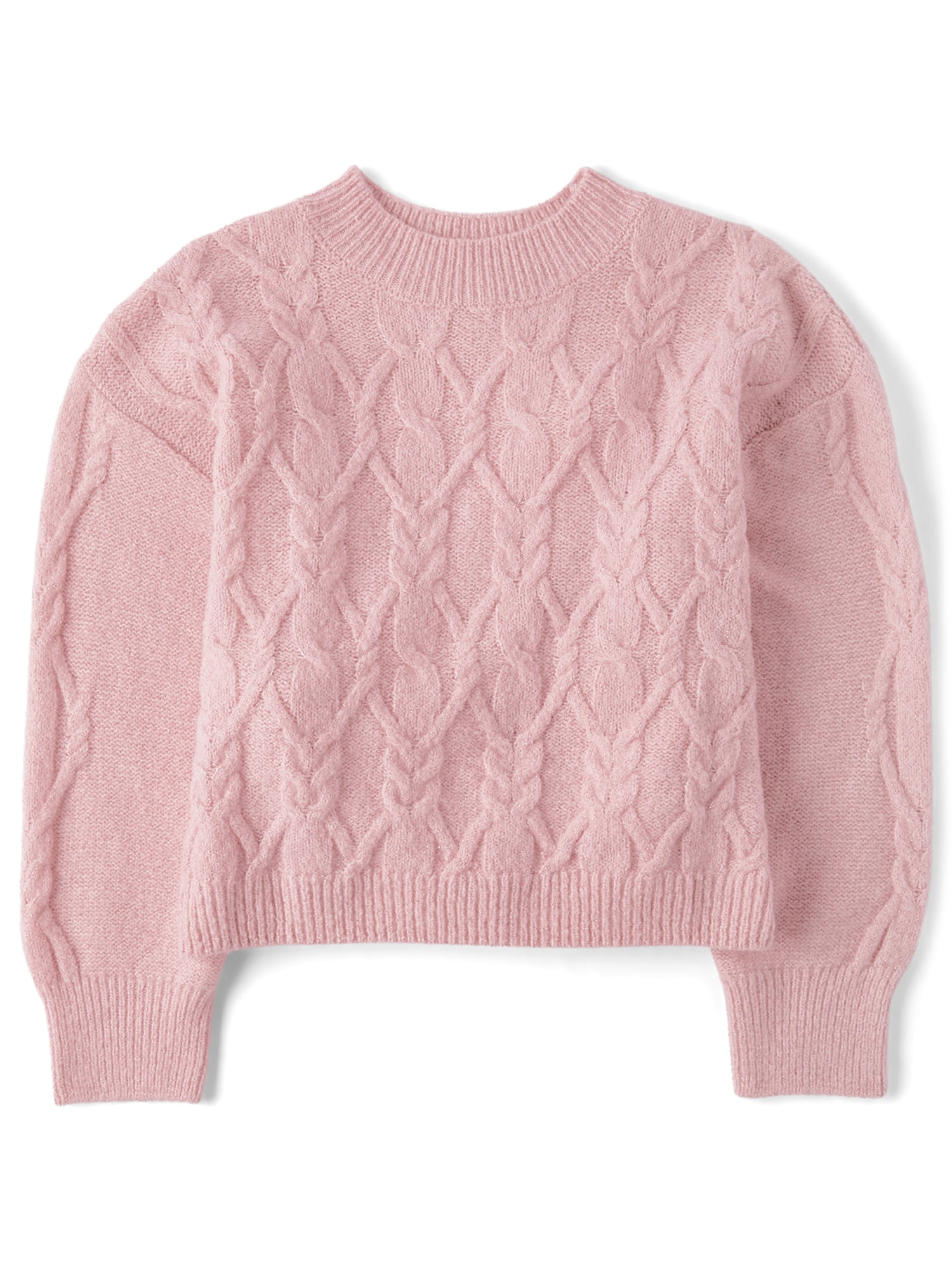 The Children's Place Girls Long Sleeve Cable Knit Cropped Chunky ...