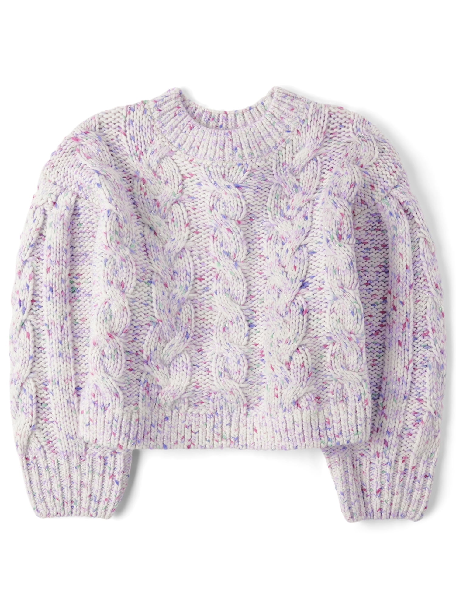 The Children's Place Girls Long Sleeve Cable Knit Cropped Rainbow ...