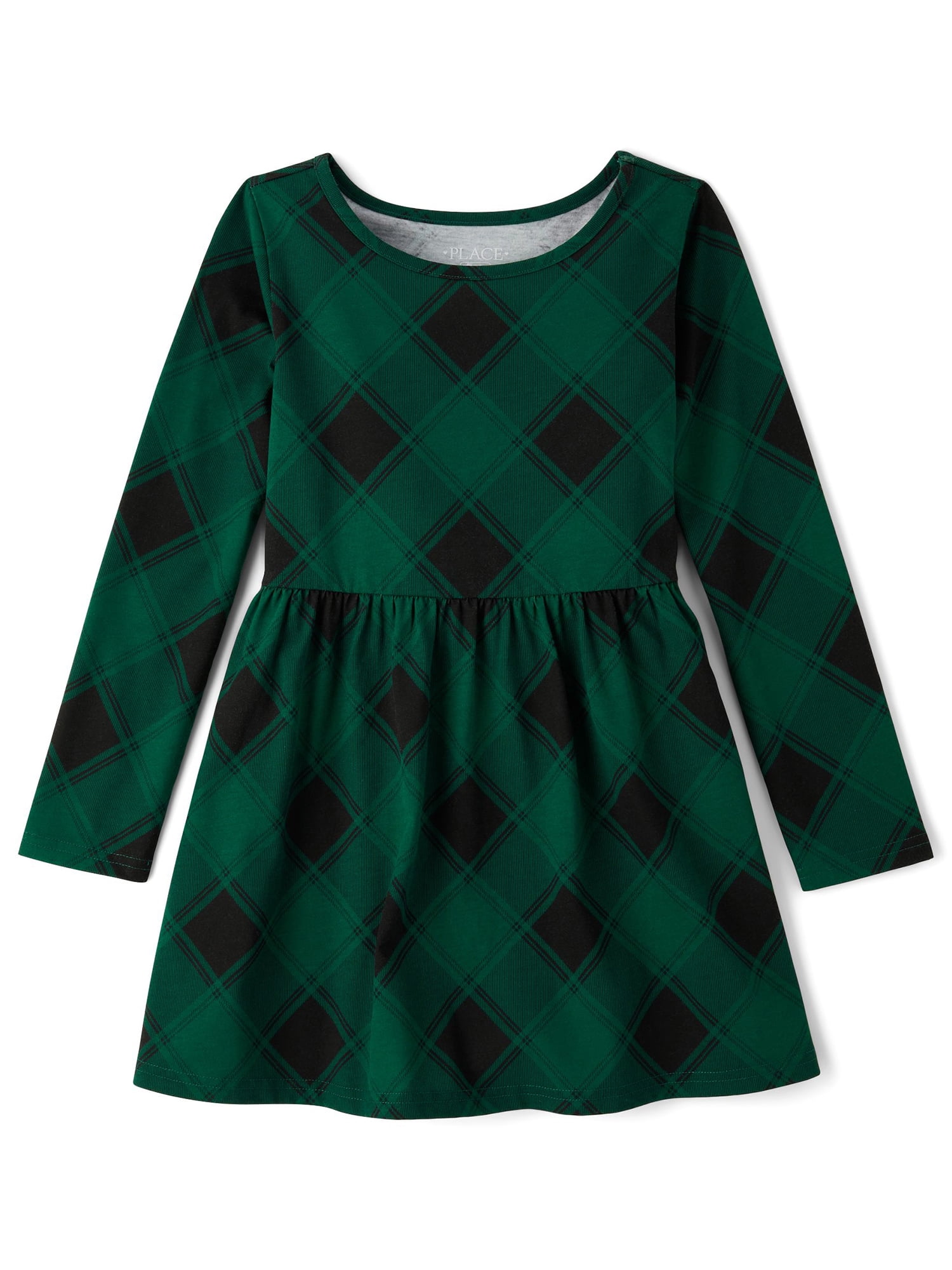 The Children's Place Girls Plaid Dress XS-XXL, Long Sleeve, Crew Neck ...