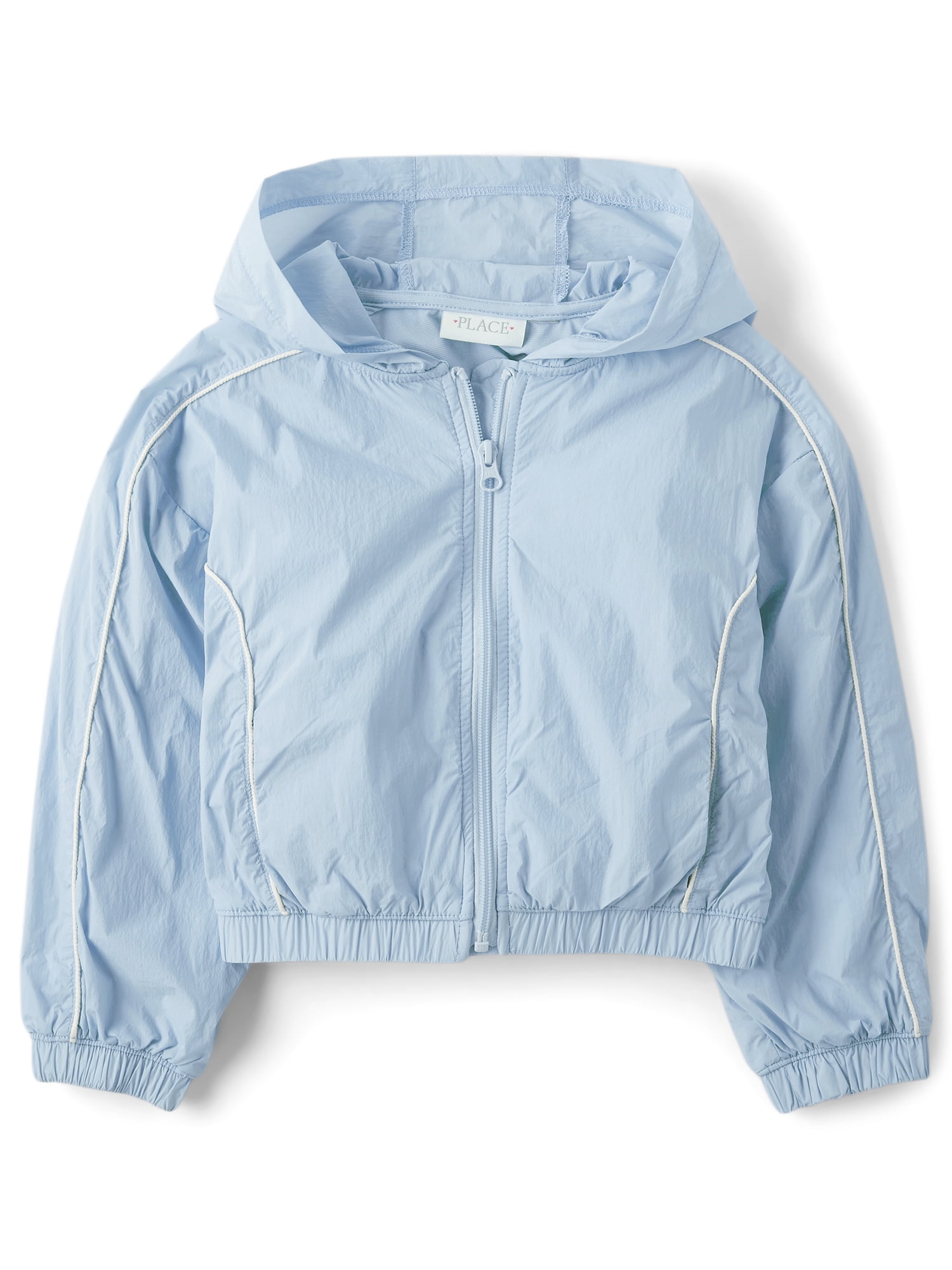The Children's Place Girls Long Sleeve Hooded Nylon Windbreaker Jacket ...