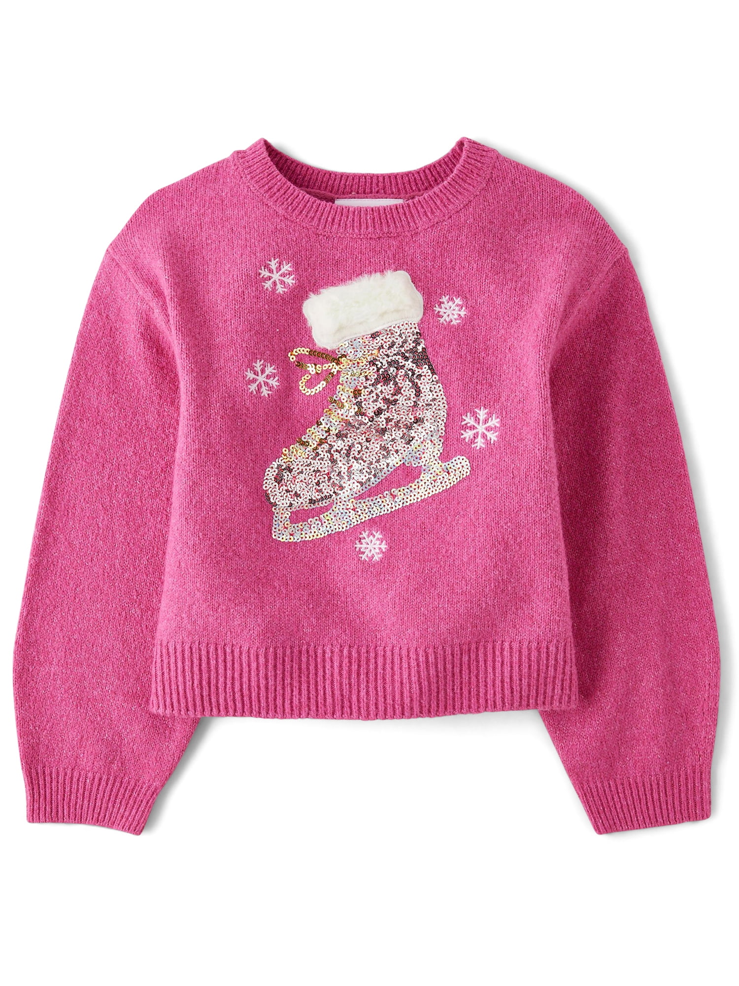 The Children's Place Girls Sequin Graphic Sweater with Long Sleeves ...