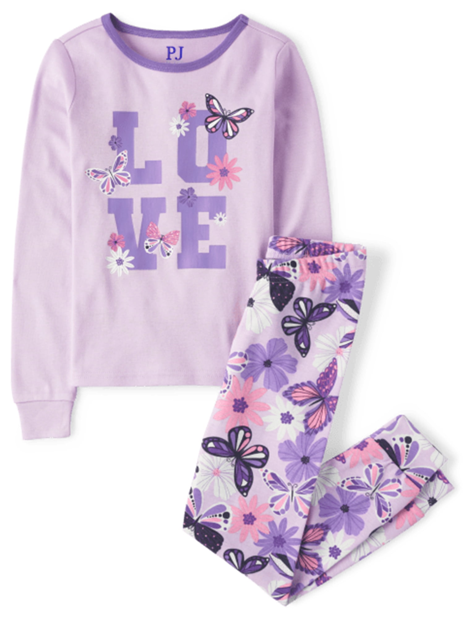 The Children's Place Girls Long Sleeve Top and Pant 2-Piece Pajama Set ...