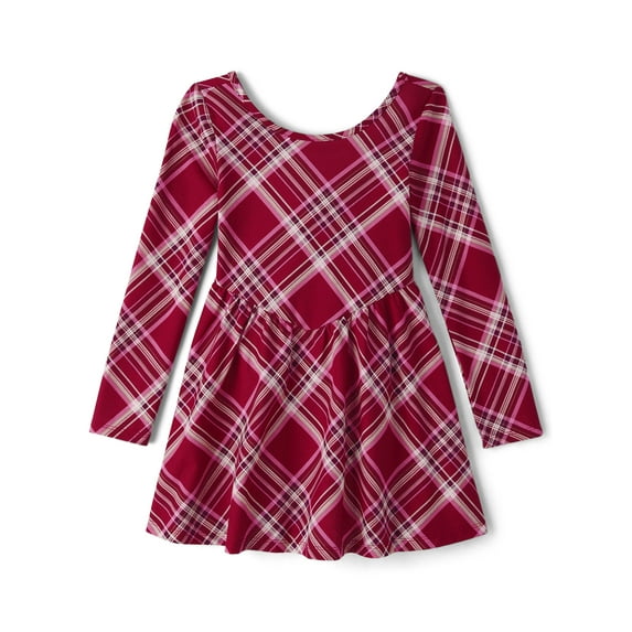 The Children's Place Girls Scoop Neck Long Sleeve Plaid V-Waist Dress ...
