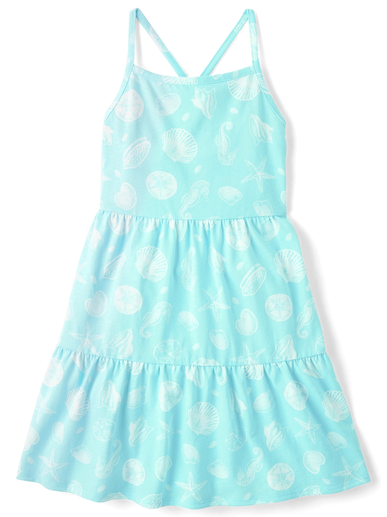 The Children's Place Girls Seashell Sleeveless Cross Back Tiered Dress ...