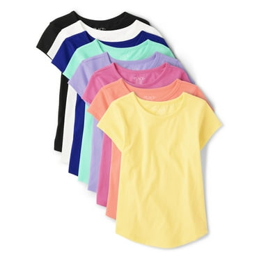MISS POPULAR 4-Pack Girls Rainbow Butterfly Glitter Print T-Shirts ...