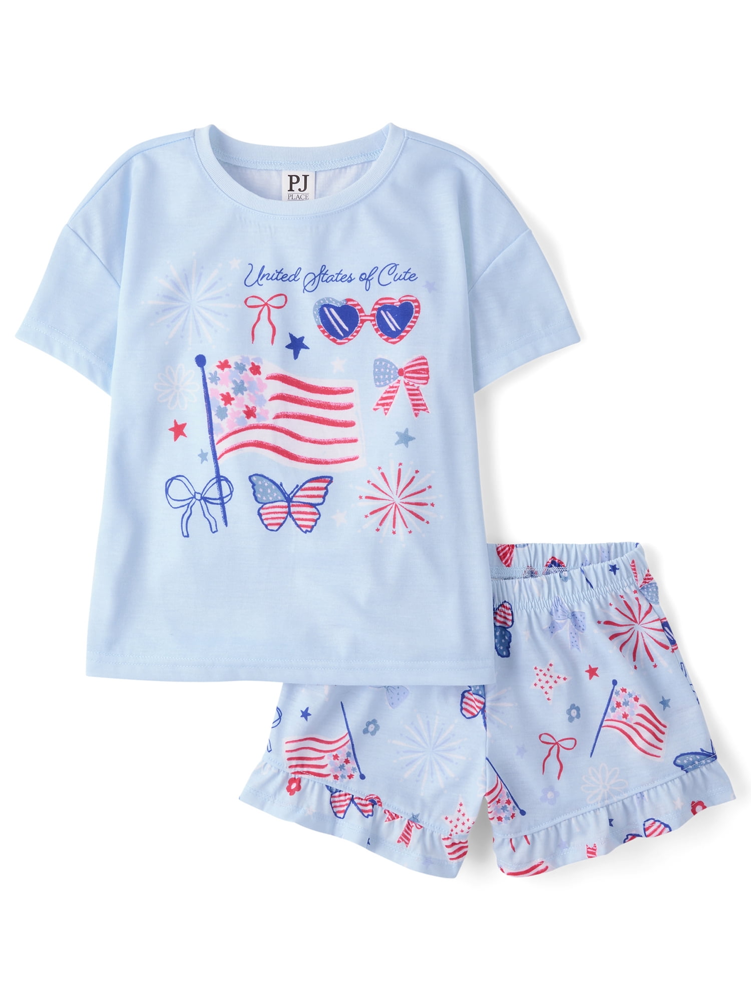 The Children's Place Girls Short Sleeve Americana Print PJs, 2-Piece ...
