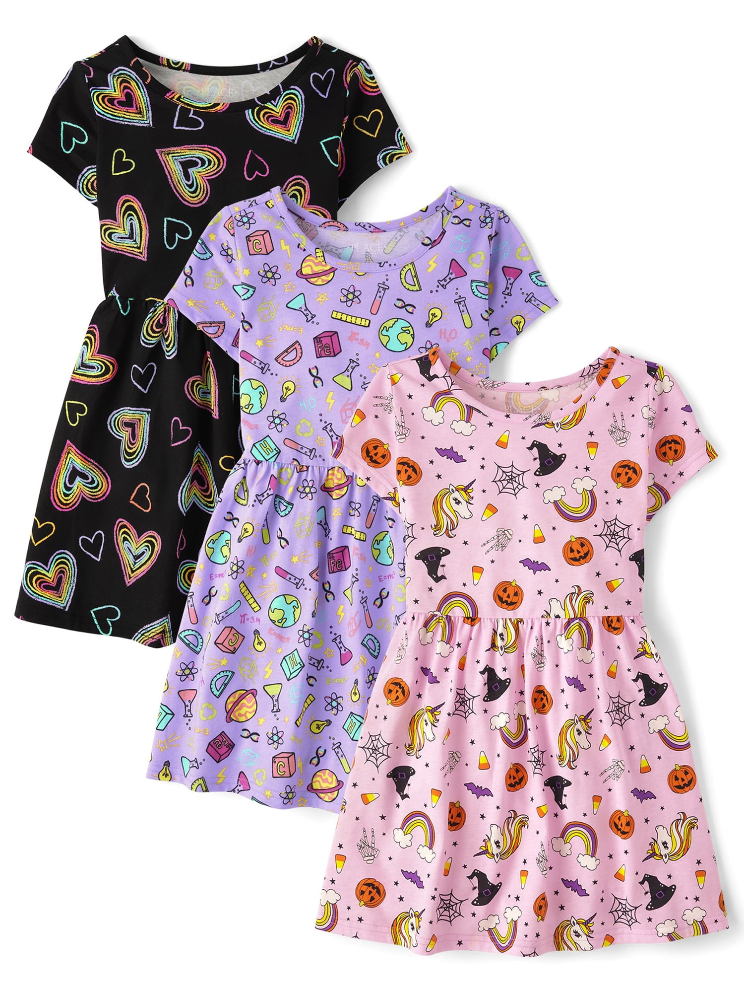 The Childrens Place Girls Dress - Halloween, Doodle Prints - Walmart.com
