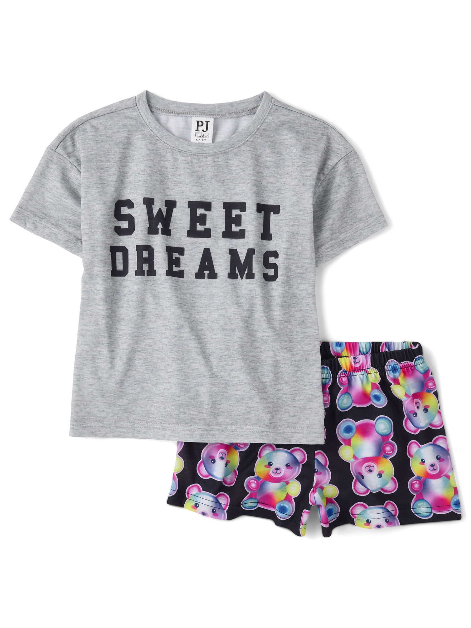 The Children's Place Girls Short Sleeve Sweet Dream Bear PJs, 2-Piece ...