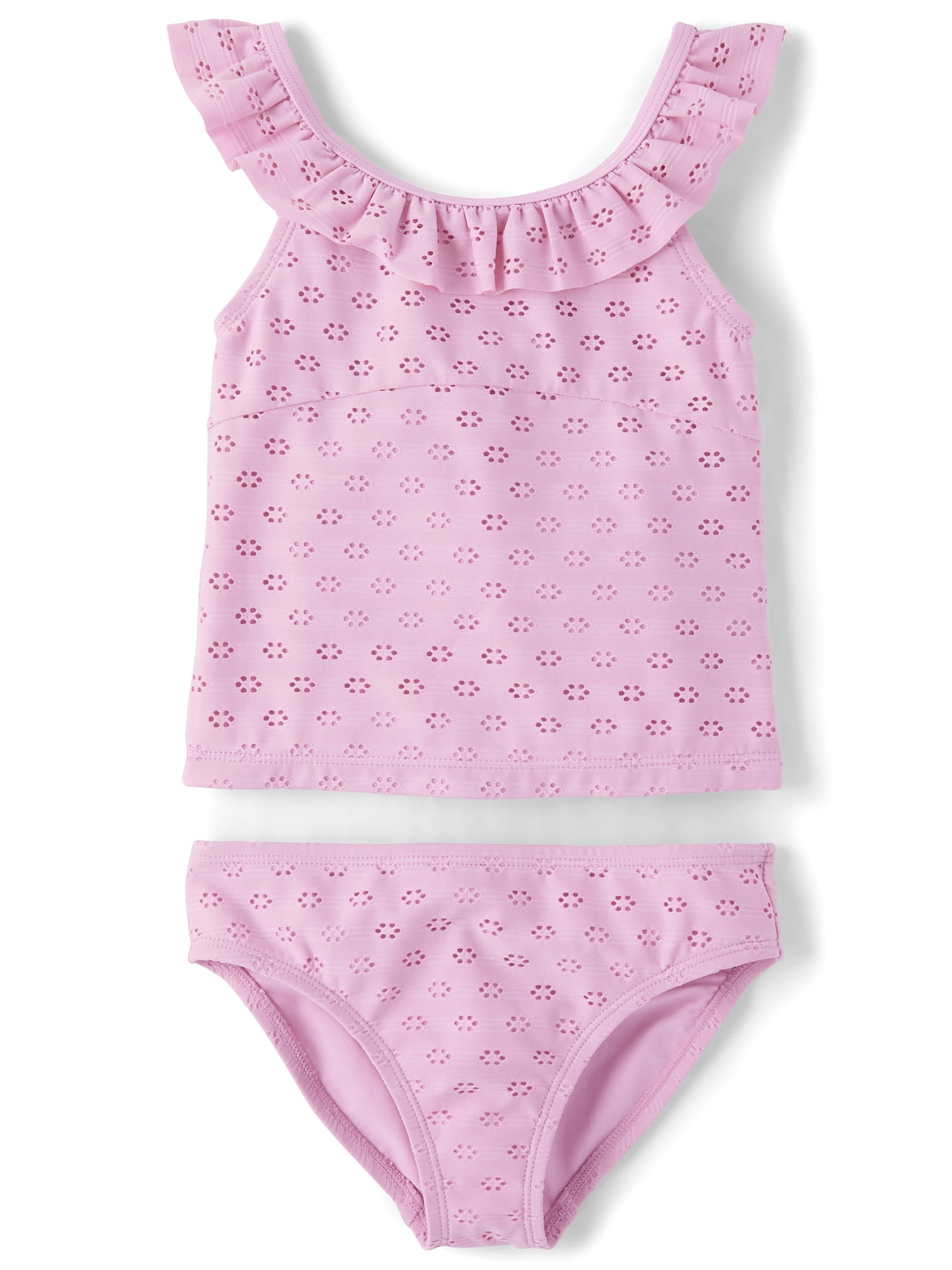 The Children's Place Girls Sleeveless Ruffle Eyelet Tankini Swimsuit ...