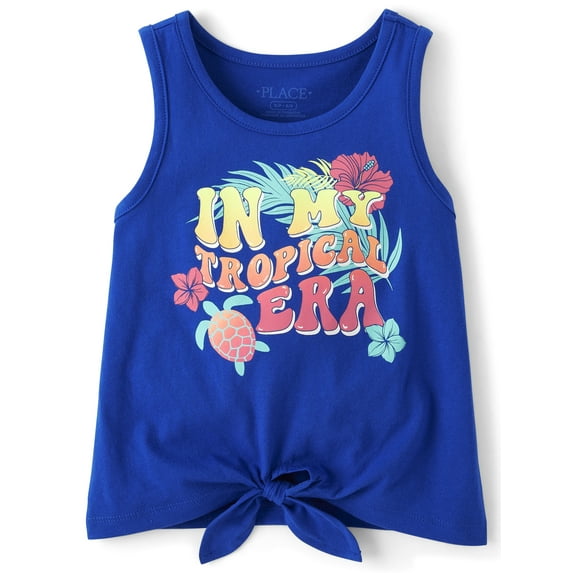 The Children's Place Girls Sleeveless Tie Front Graphic Tank Top, Sizes ...