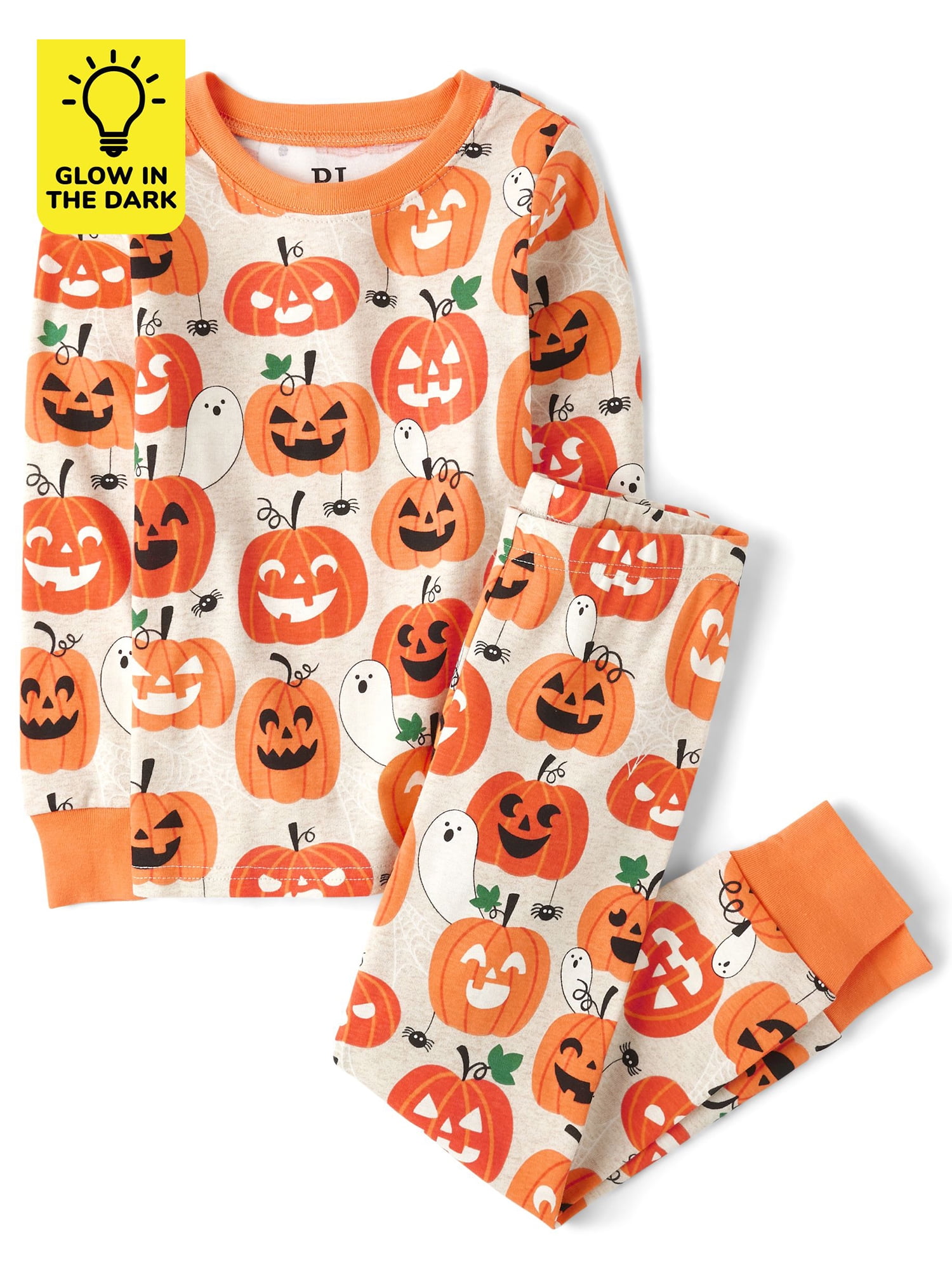 The Children's Place Kid's Long Sleeve Pumpkin Glow-in-the-Dark Pajamas ...