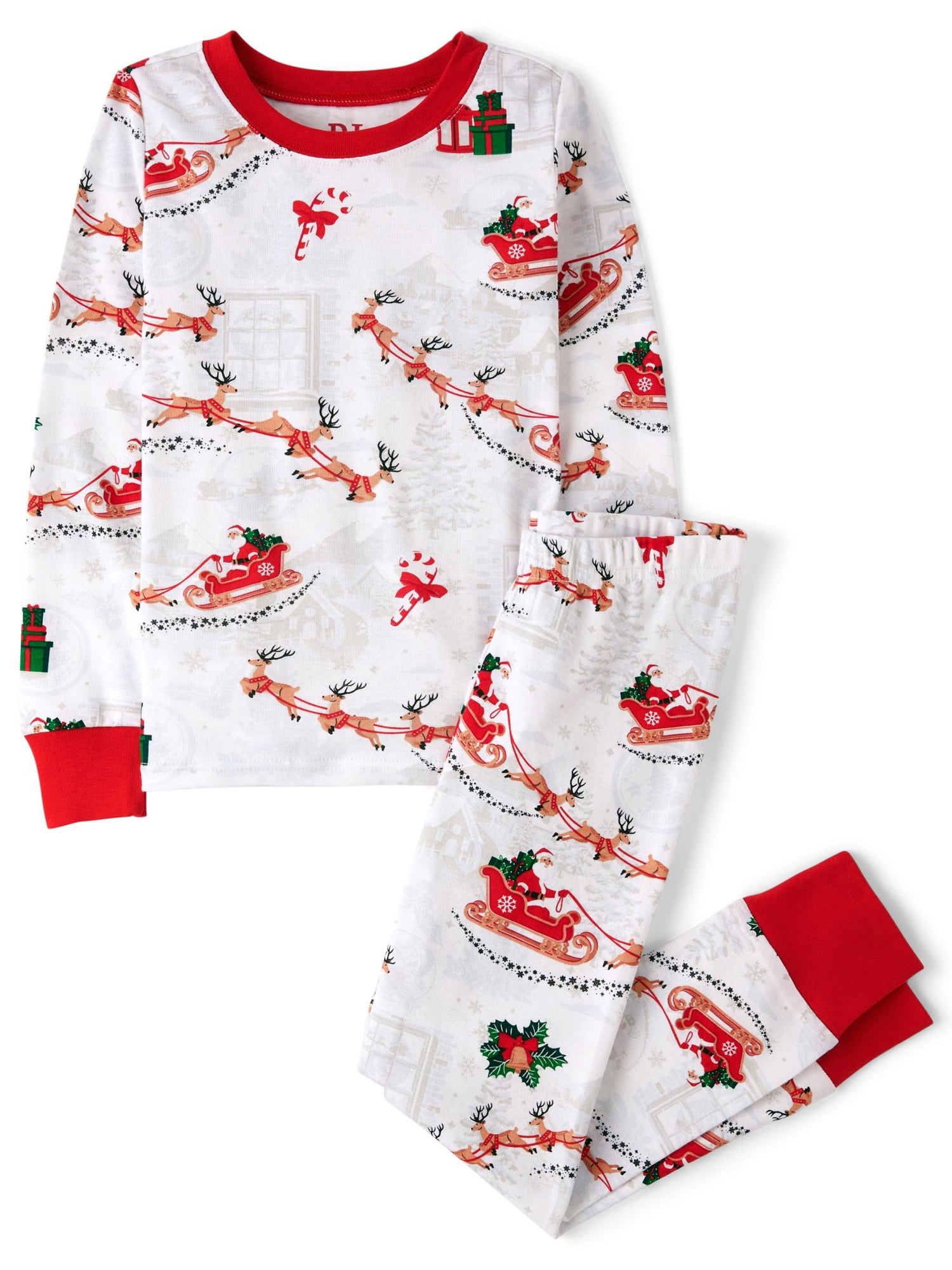 The Children's Place Kids Unisex Santa Sled Pajamas, Sizes 4-16 ...