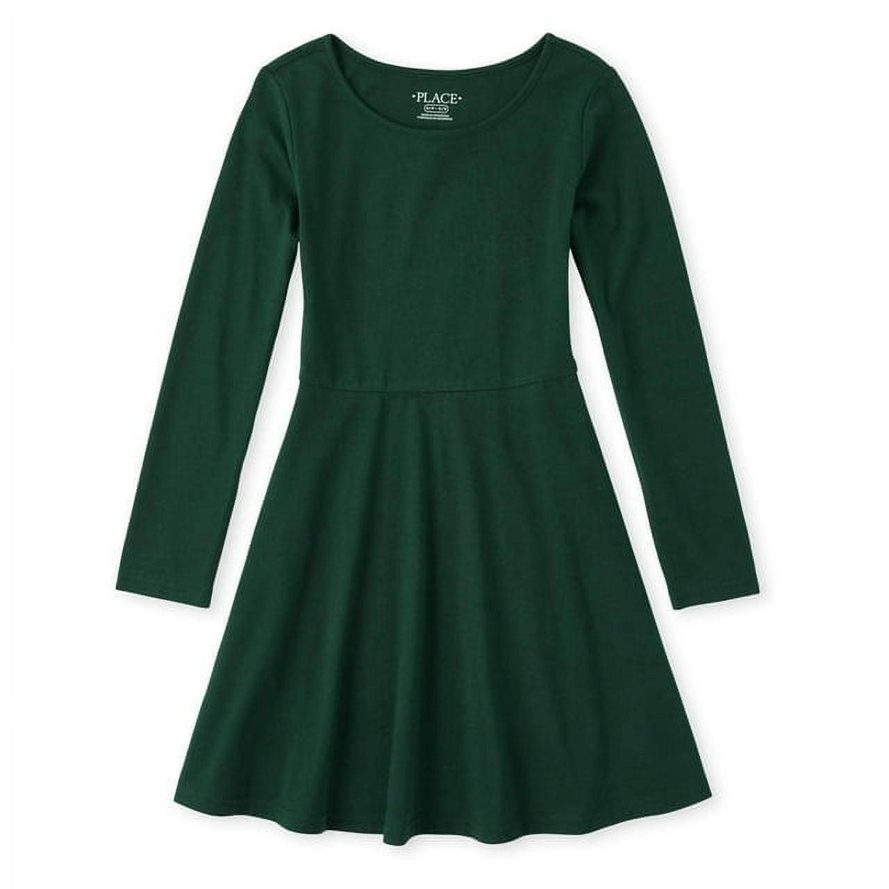 The Children's Place Long Sleeve Solid Knit Pleat Dress (Little Girls ...