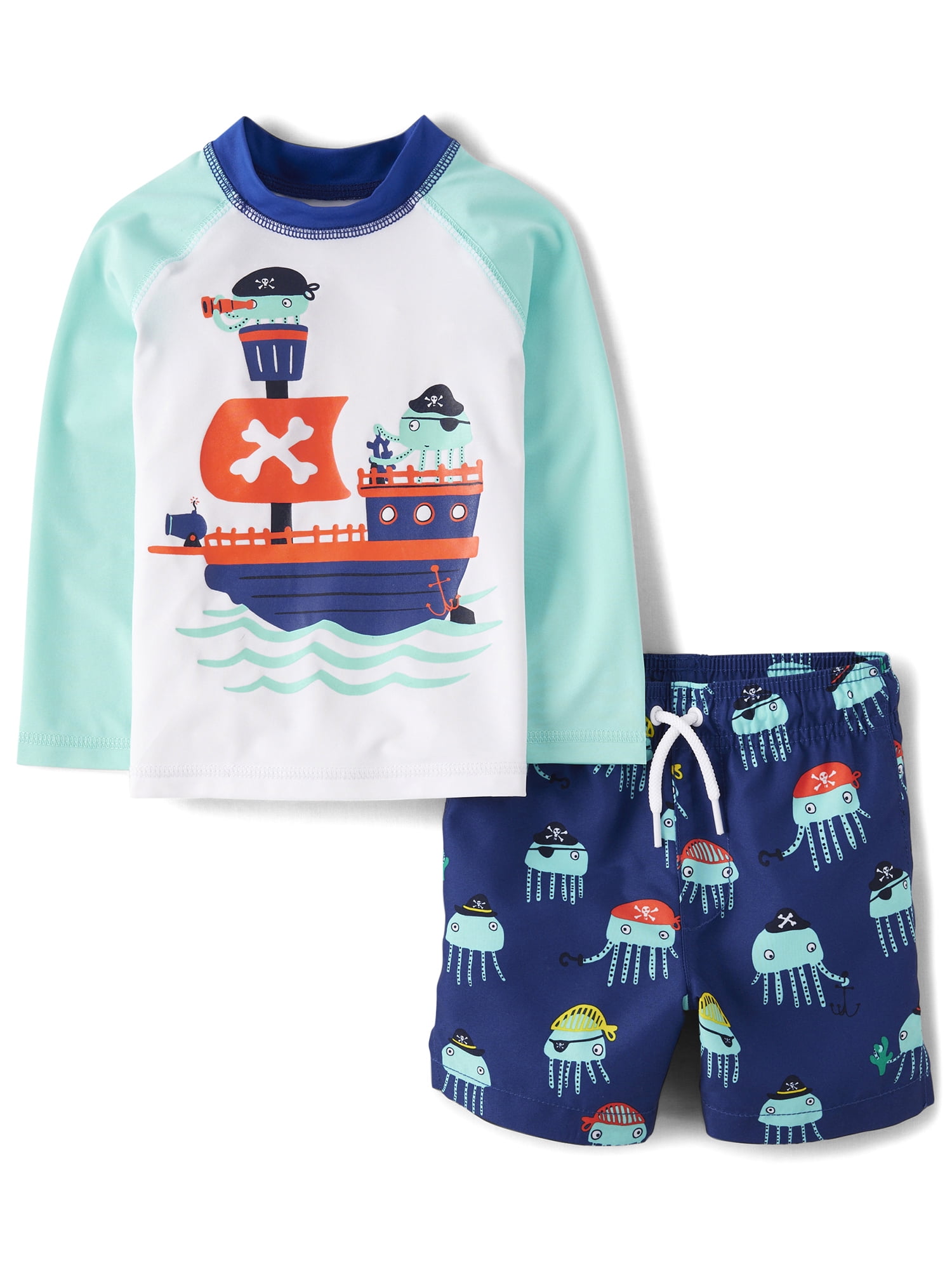 The Children's Place Baby Toddler Long Sleeve Swimsuit Set, 2-Piece ...