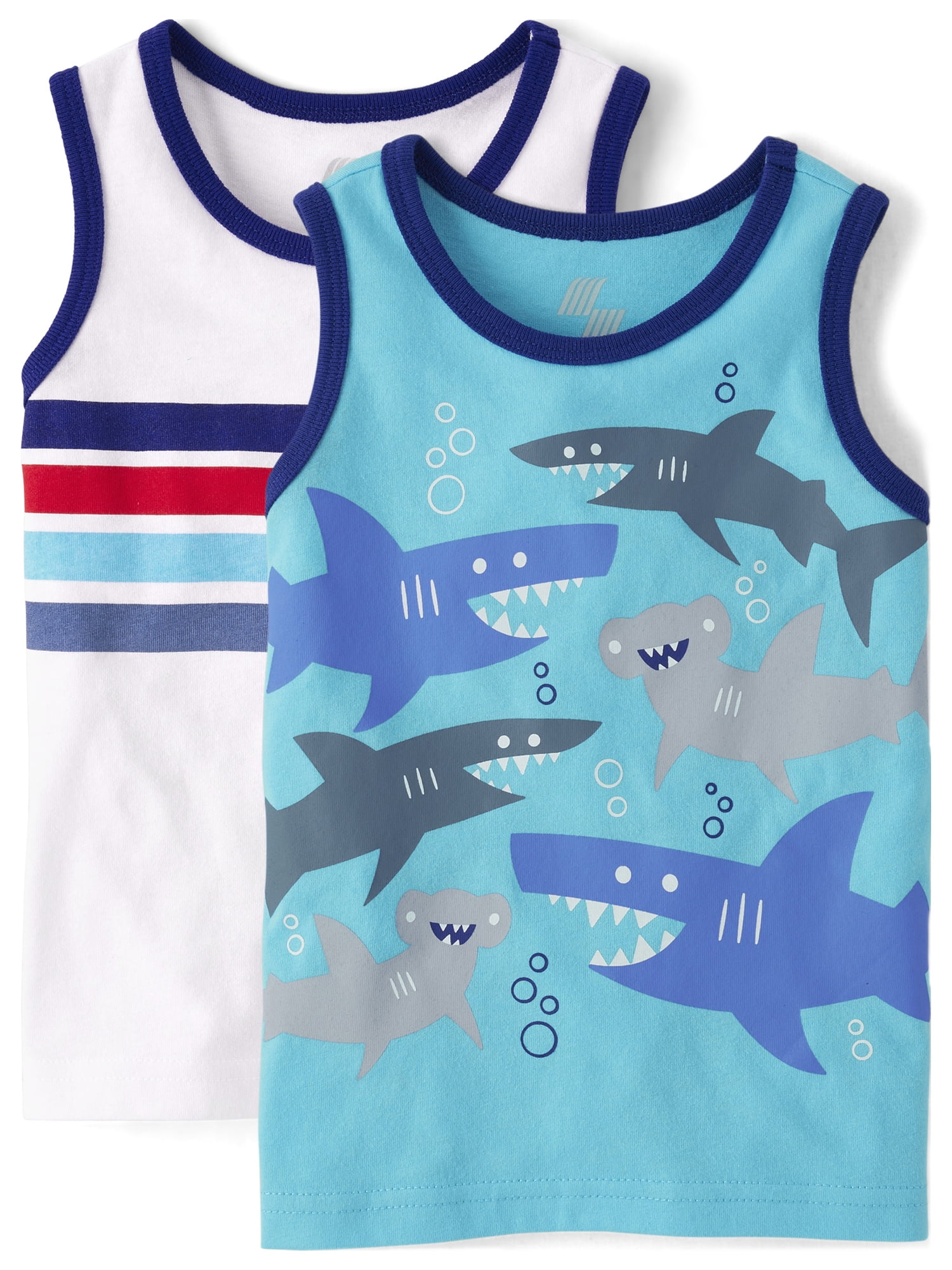 The Children's Place Toddler Boys Sleeveless Shark Tank Tops 2-Pack ...