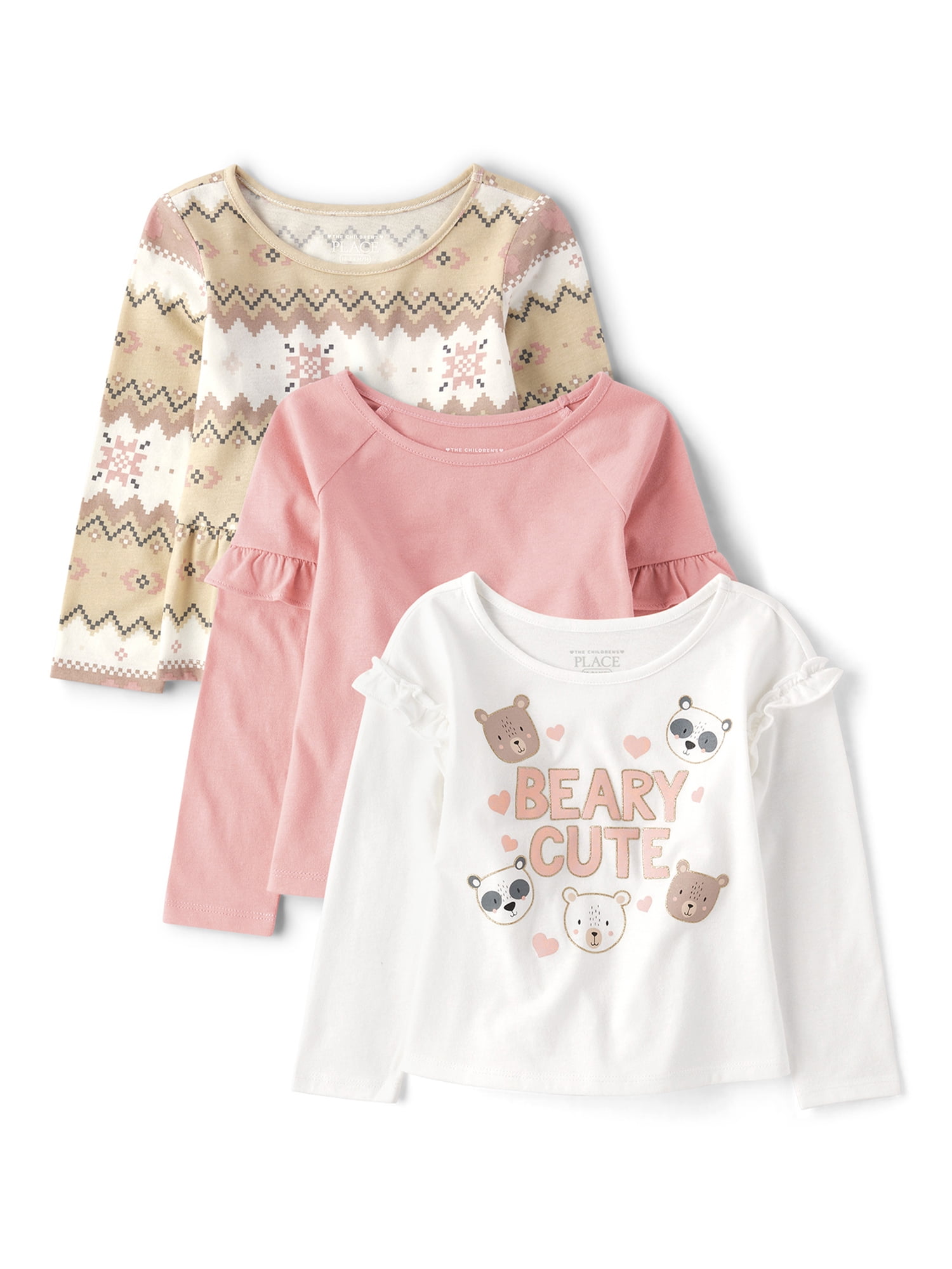 The Children's Place Toddler Girls 3-Pack Peplum Long Sleeve Tops ...