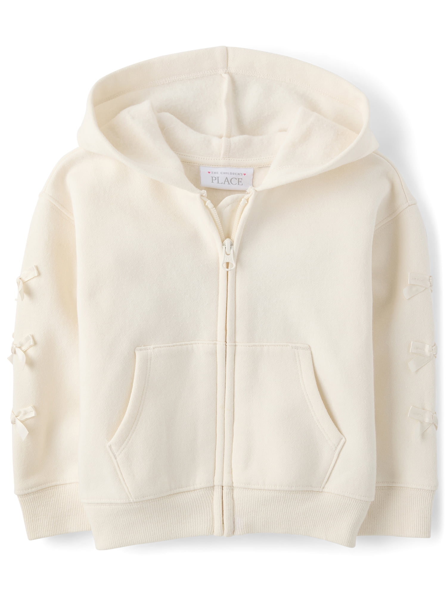 The Children's Place Toddler Girls Long Sleeve Bow Fleece Zip Up Hoodie ...