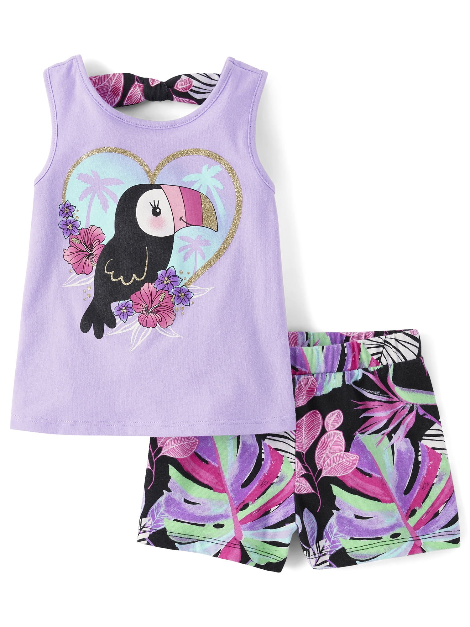 The Children's Place Toddler Girls Tank & Shorts Animal Set, 2-Piece ...