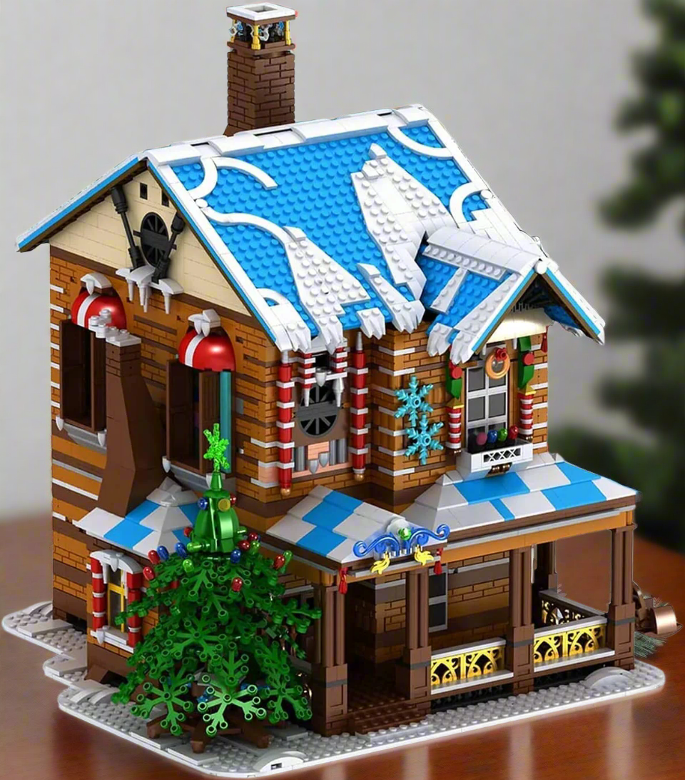 The Christmas House Modular City Set Building Blocks Winter Themed ...