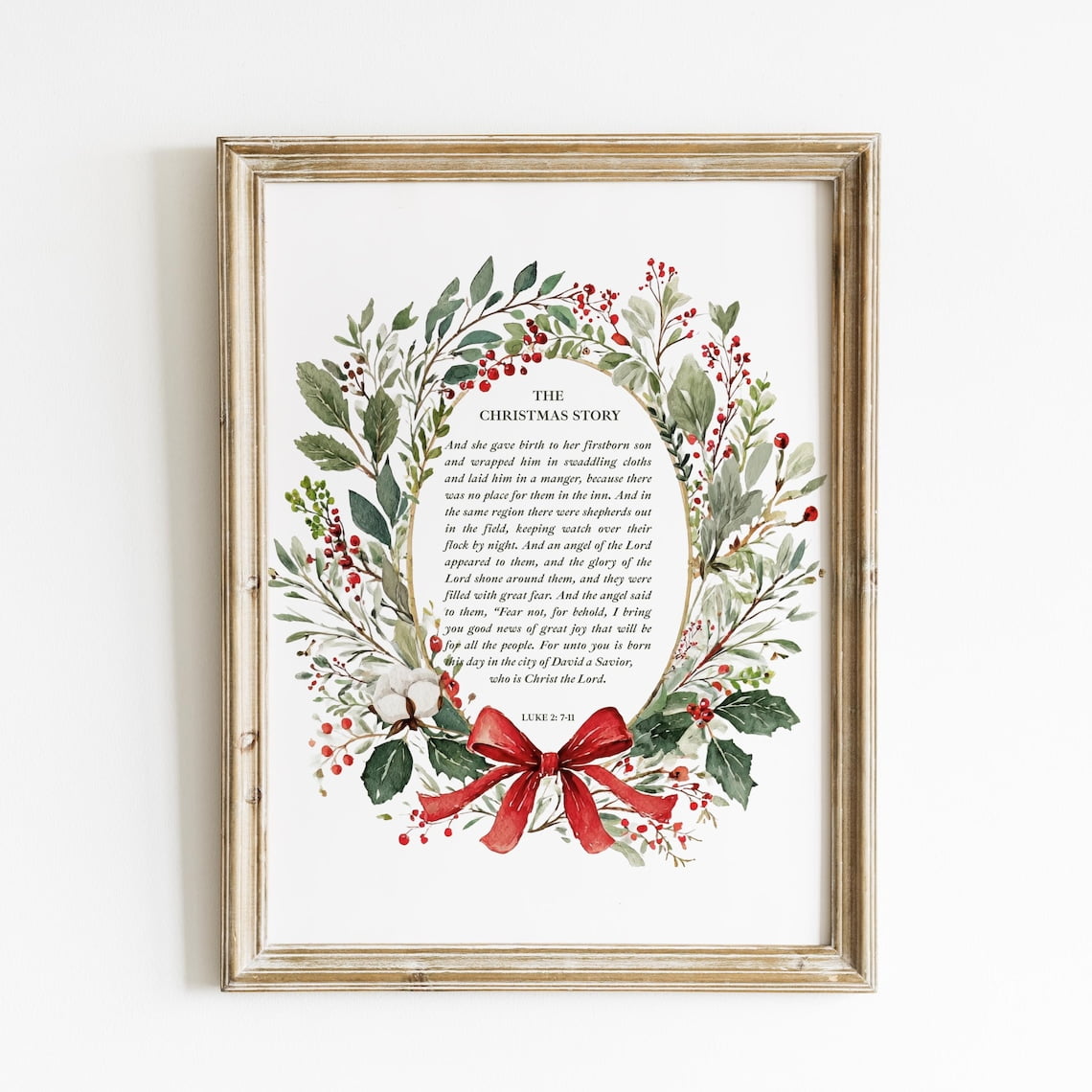 The Christmas Story Holiday Wall Art, Nativity Bible Verse Christmas ...