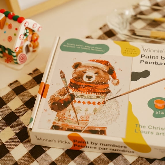 The Christmas Artist Bear - Kids' Paint by Numbers Craft Kit - Winnie's ...