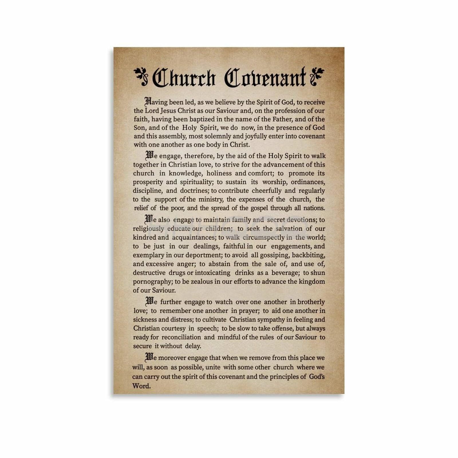 The Church Covenant Poster,Church Covenant Wall Chart (3) Canvas ...