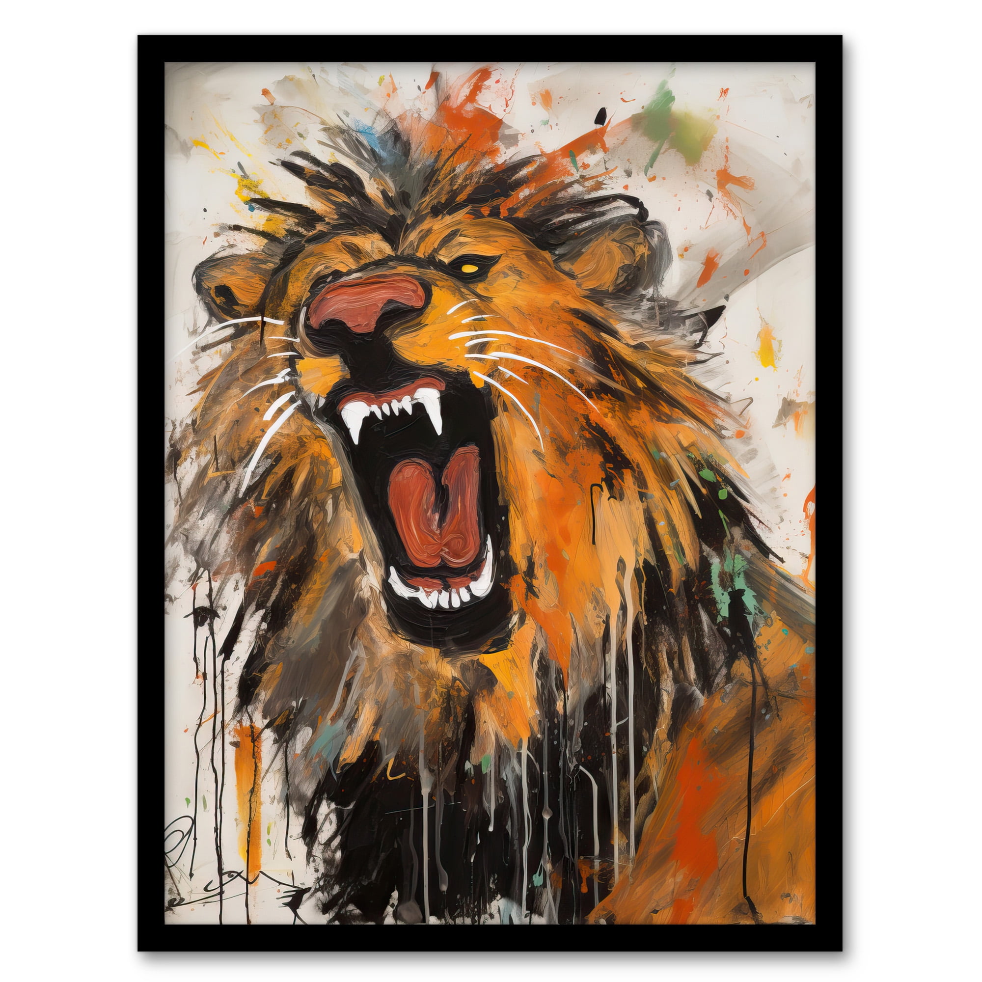 The Circus Lion Roars Painting By Tom Jones Artwork Framed Wall Art ...