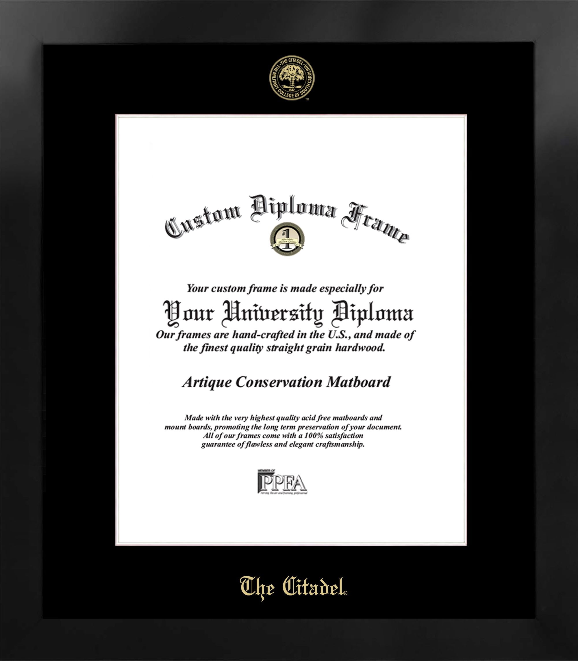 The Citadel 16w x 20h Manhattan Black Single Mat Gold Embossed Diploma ...