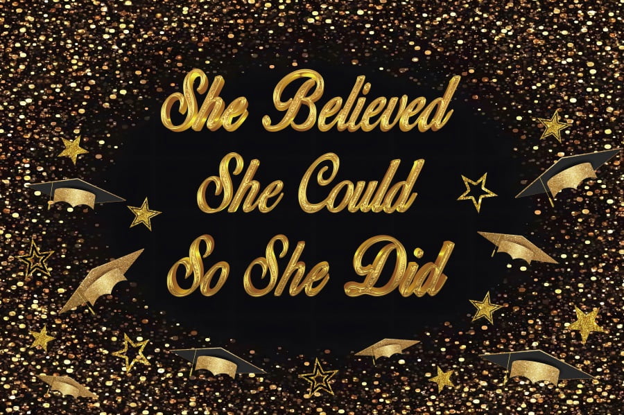 The Class of 2024 Graduation Prom Backdrop Glitter Golden and Black ...