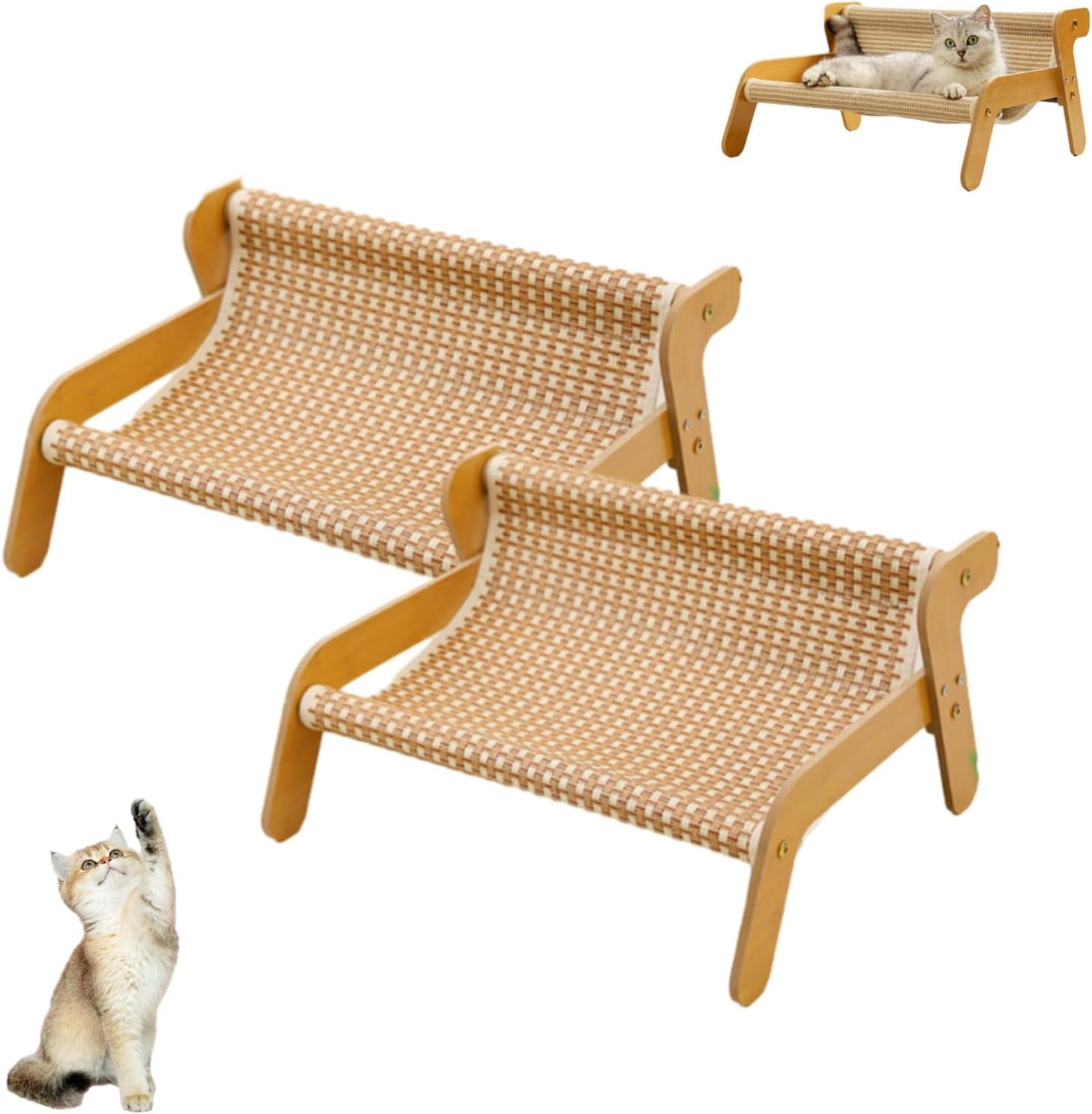 The Claw Lounge - Rocking Cat Sisal Chair with Cooling Mat, 2-in-1 ...